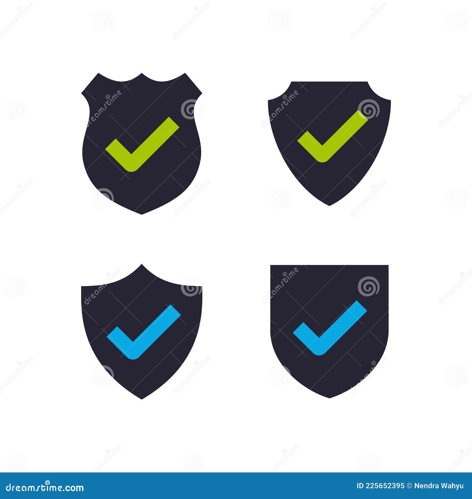 Set of Vector Illustrations of Shield Symbol and Check Mark. Stock ...