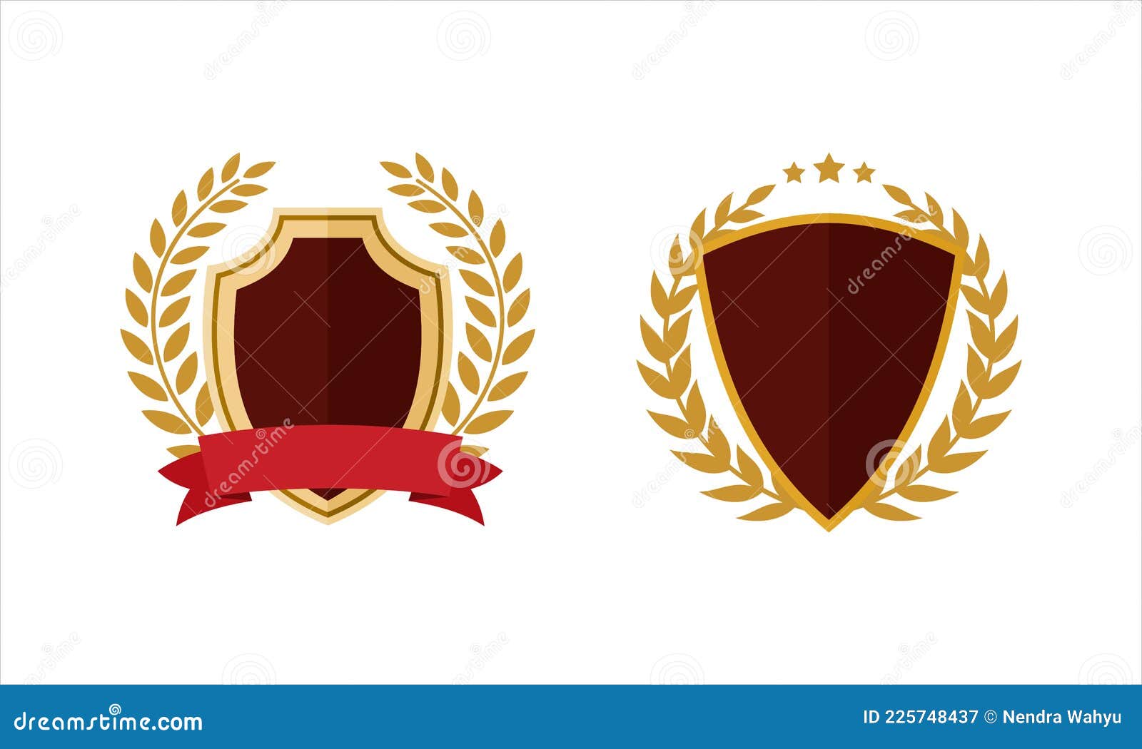 Vector Illustration of Shield Logo with Laurel Leaf and Ribbon. Stock ...