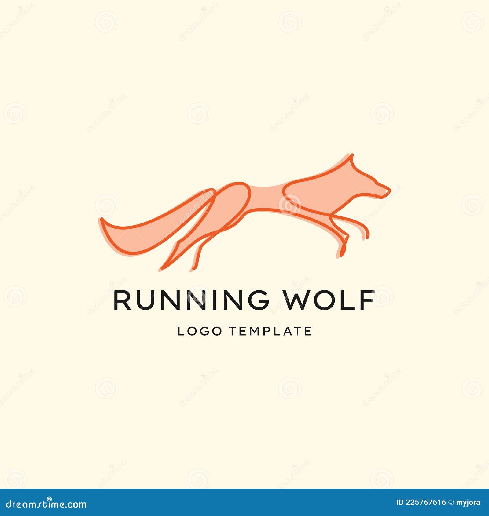 Running Wolf Image on Simple One Line Vector Logo Stock Vector ...