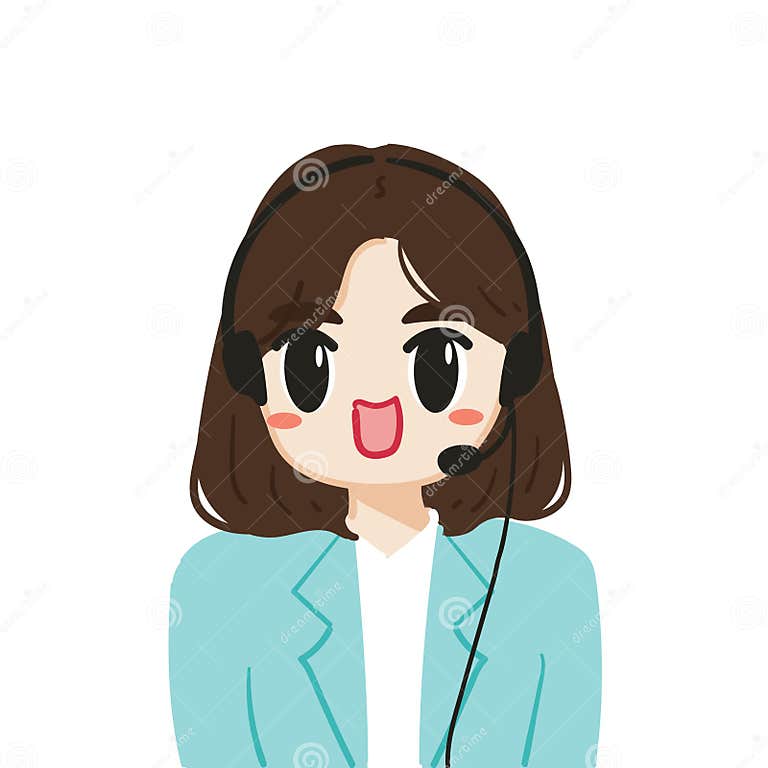 Cartoon Illustration of Woman Working As Customer Service Stock Vector ...