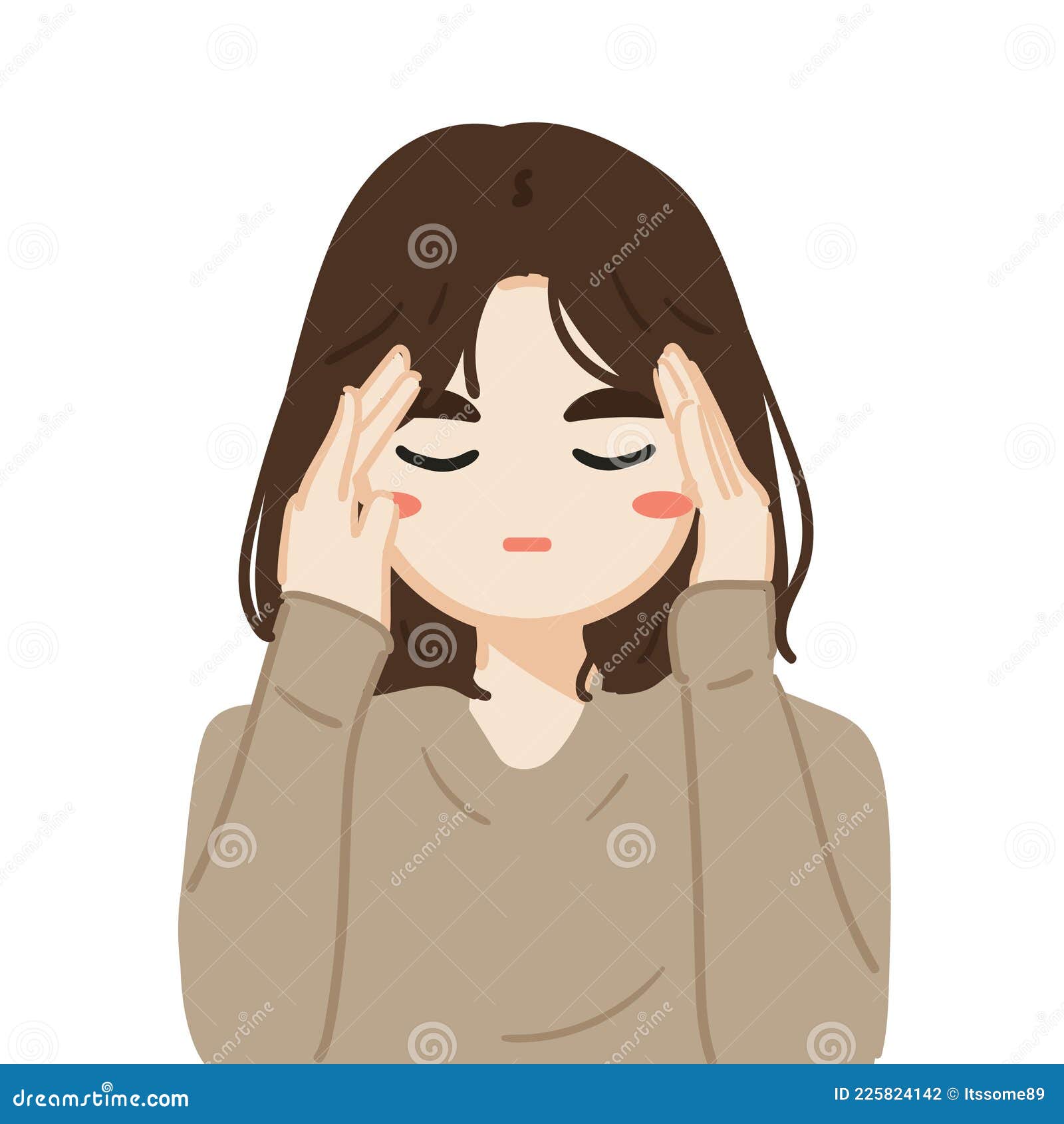 Cartoon Illustration of Woman Headache Stock Illustration ...