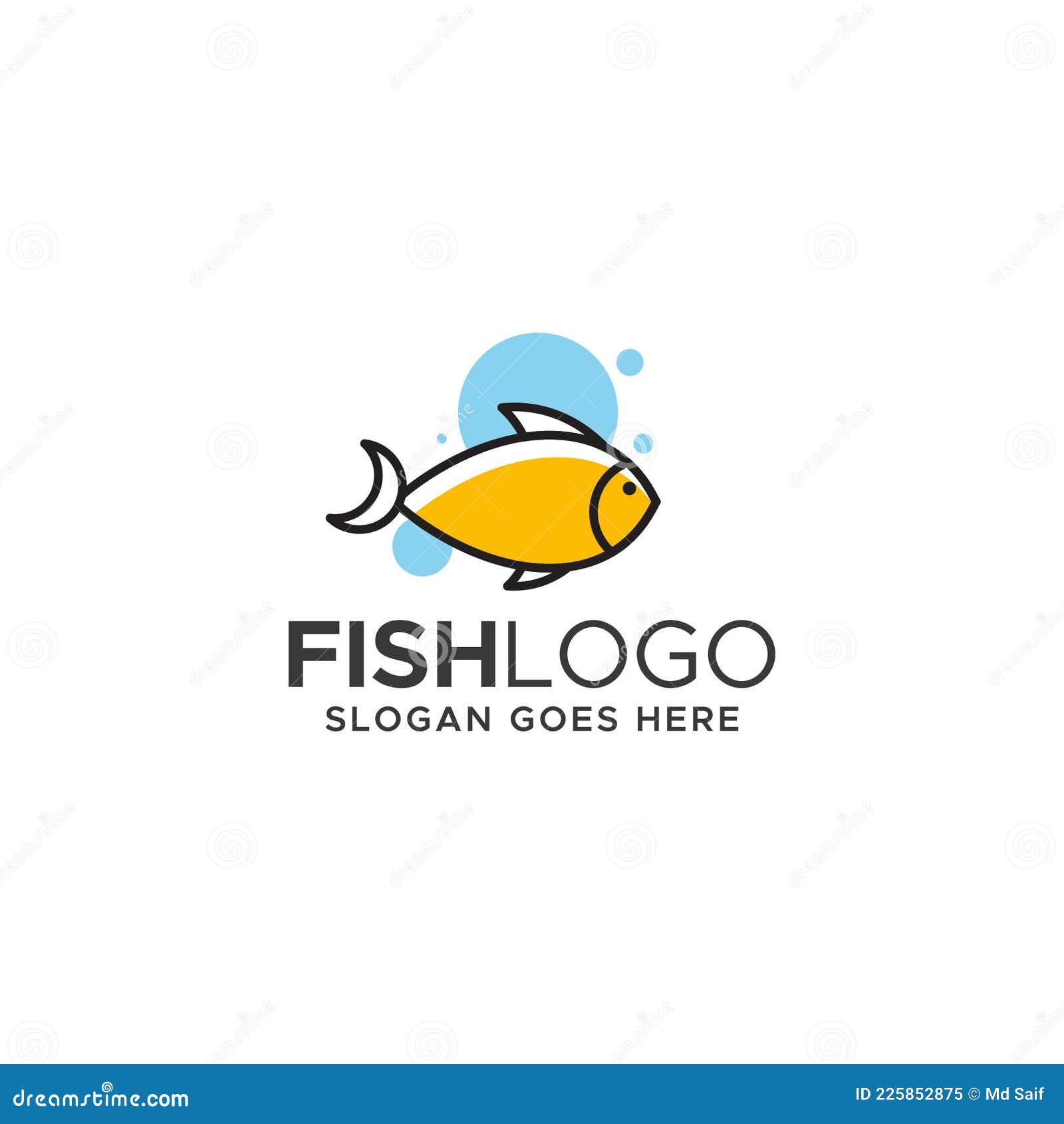 Minimal Fish Logo Template On White Background. Fish Icon. Royalty-Free ...