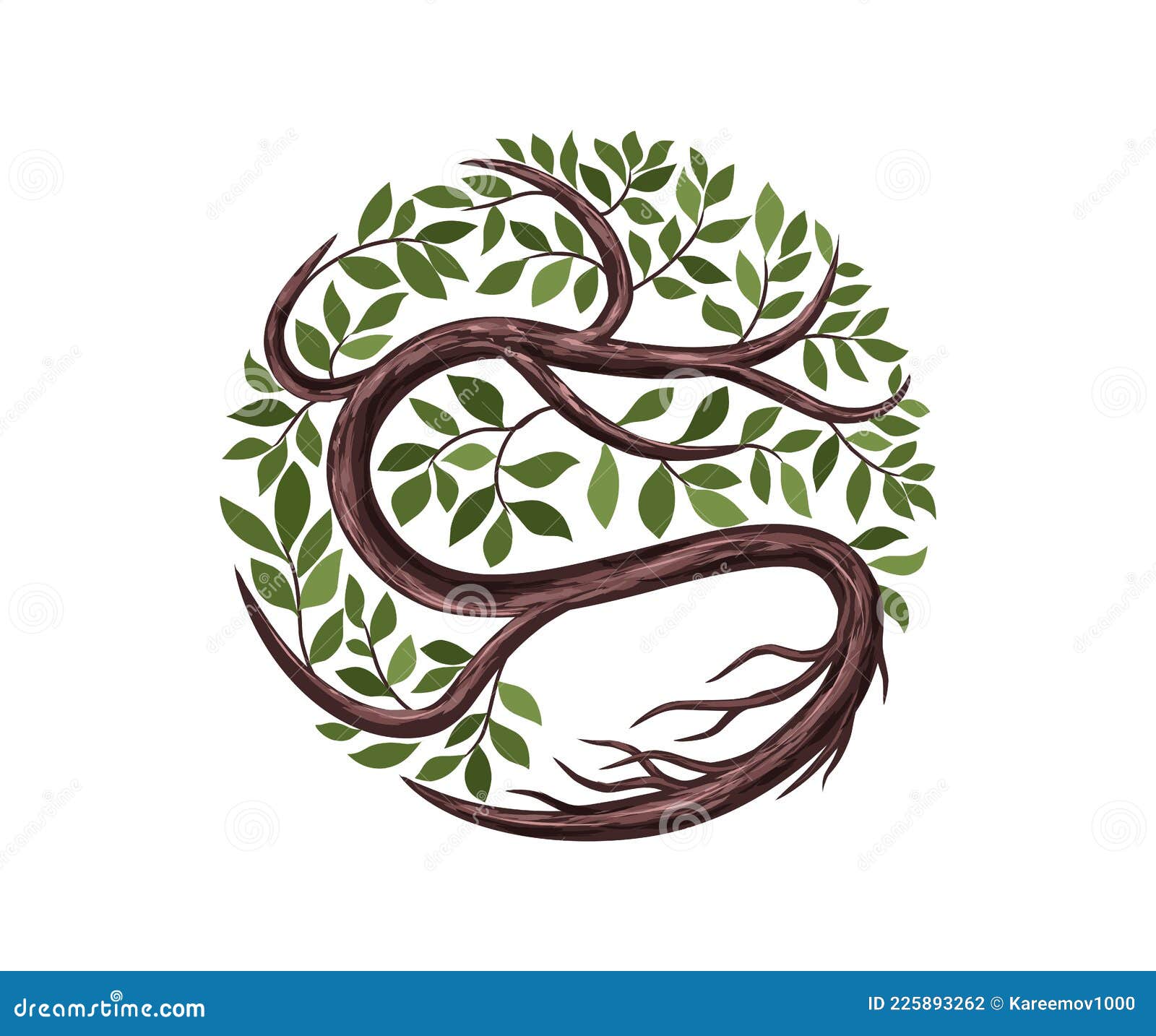 Abstract Circular Tree Hand Drawn Logo Stock Vector - Illustration of ...