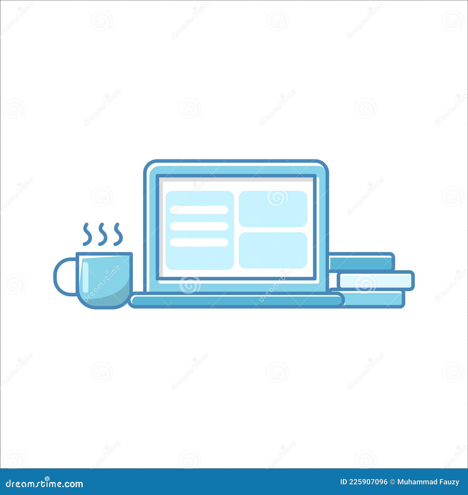 Laptop Icon with Blue and White Color Stock Vector - Illustration of ...