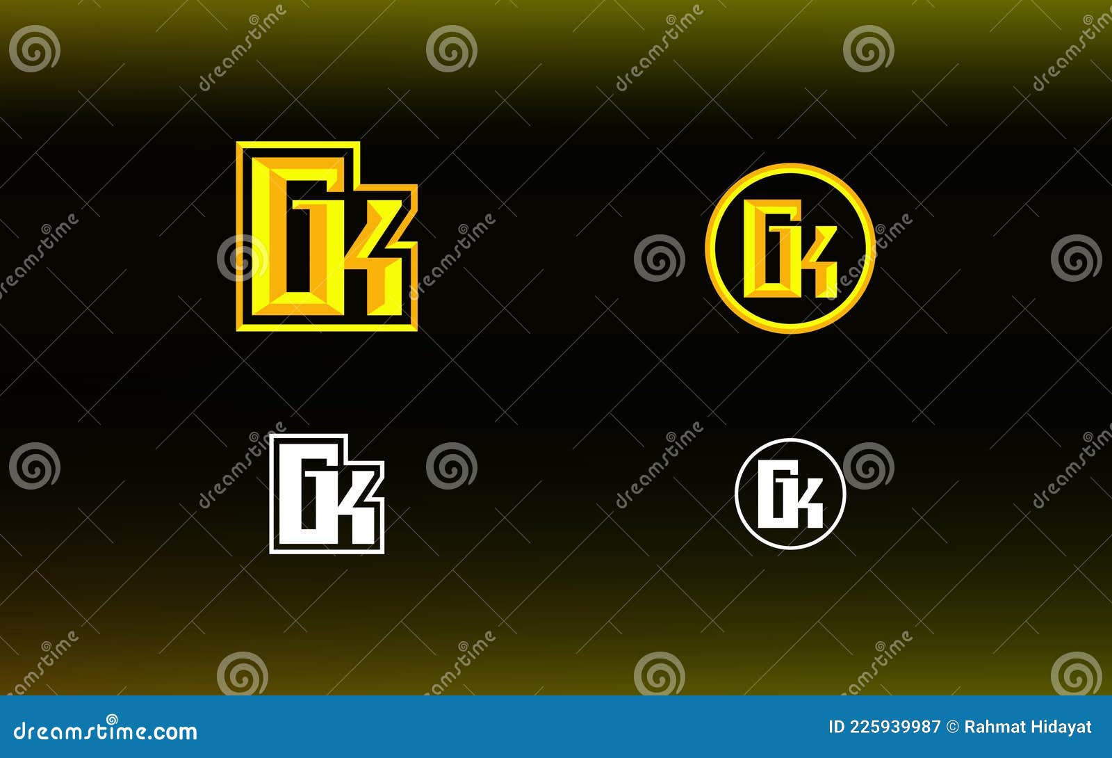 Initials GK Logo with a Bright Color is Suitable for E Sports Teams and ...