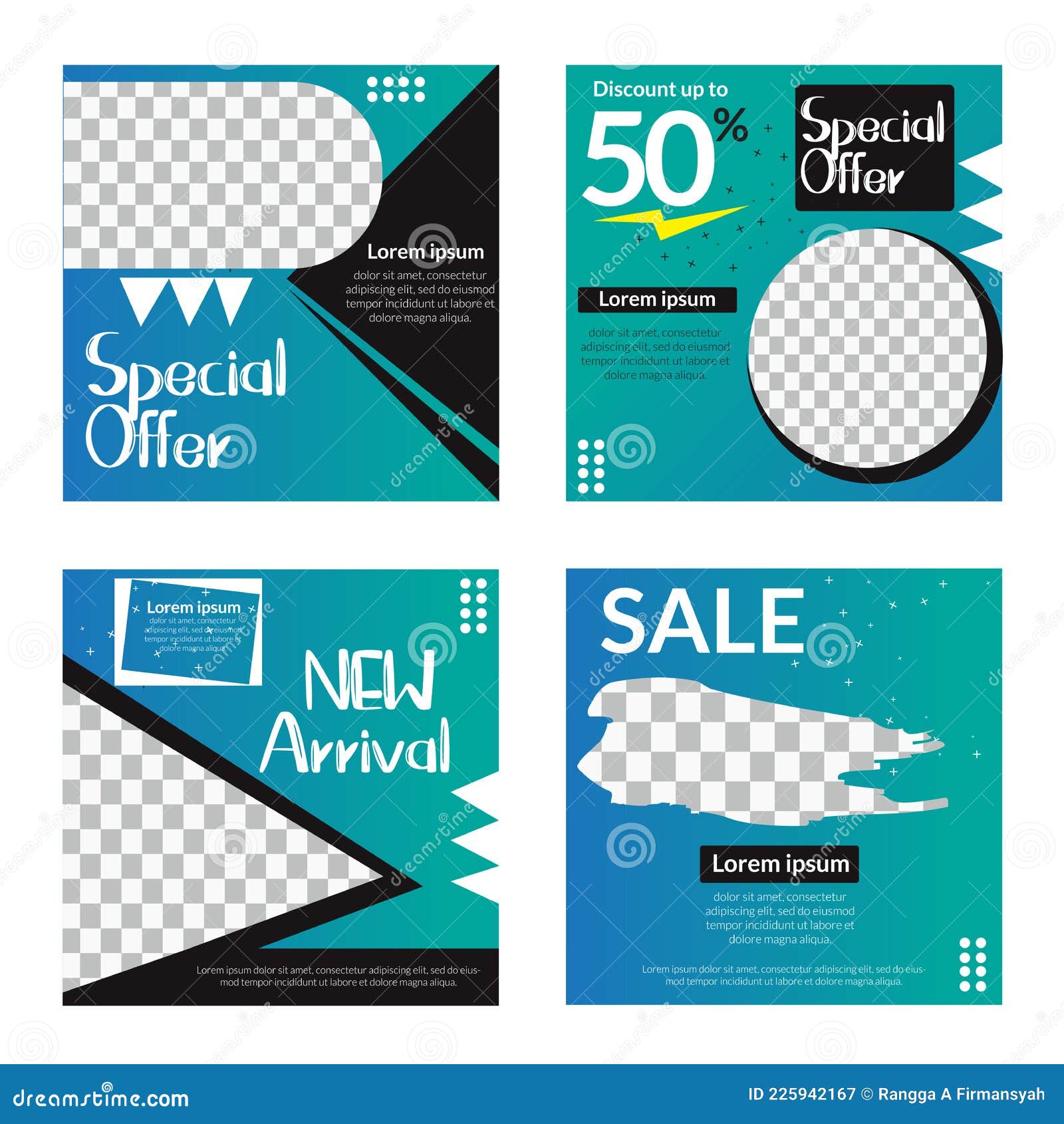 Set of Social Media Feed Template Stock Vector - Illustration of ...