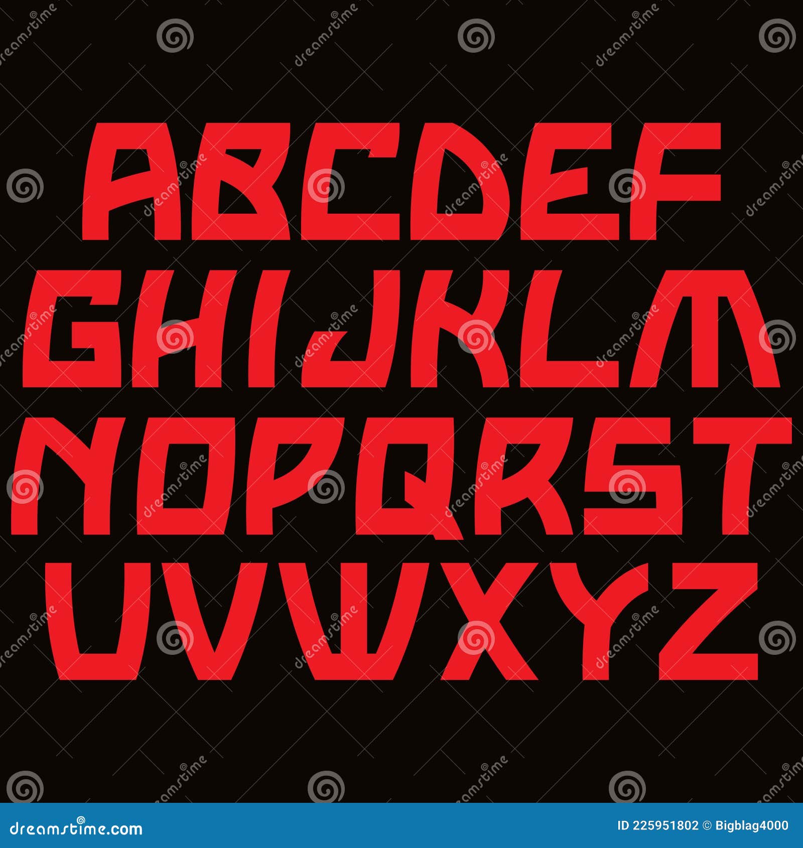 Decorative Vector Alphabet.Red Letters on Black Background.Art Font ...