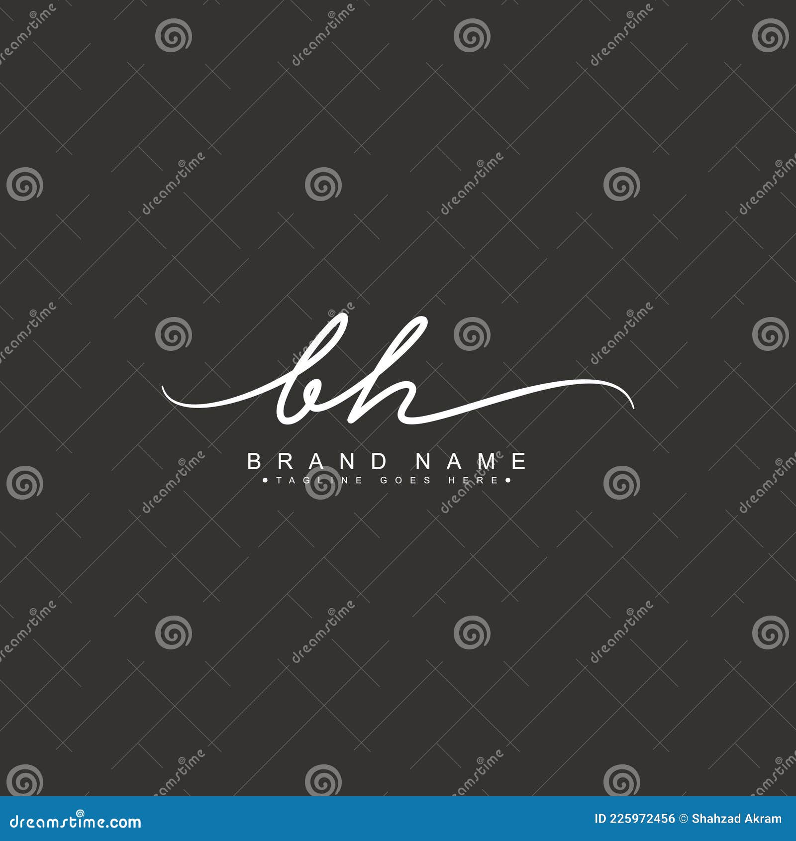 Initial Letter BH Logo - Handwritten Signature Logo for Alphabet B and ...