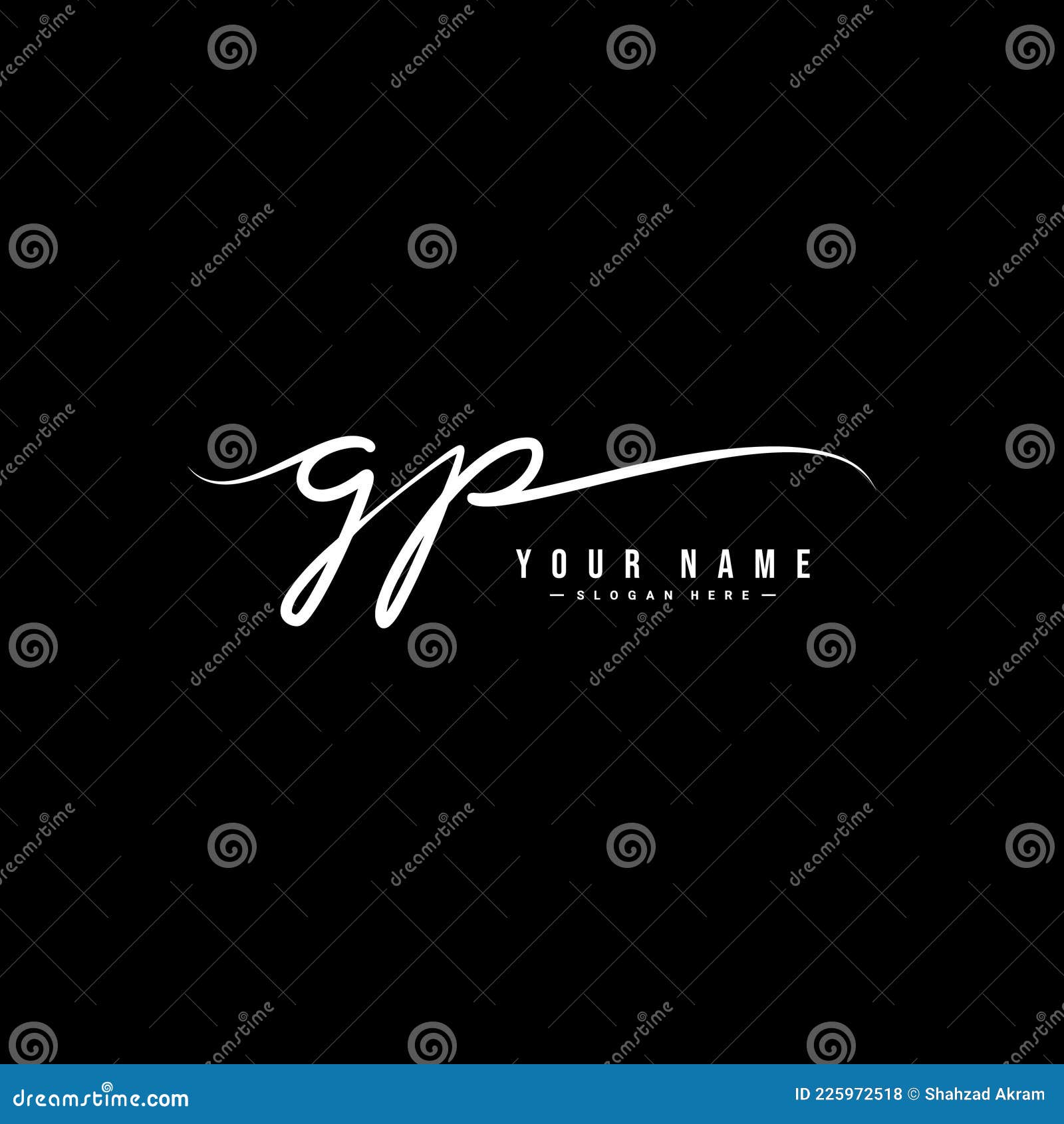 Initial Letter GP Logo - Handwritten Signature Logo for Alphabet G and ...