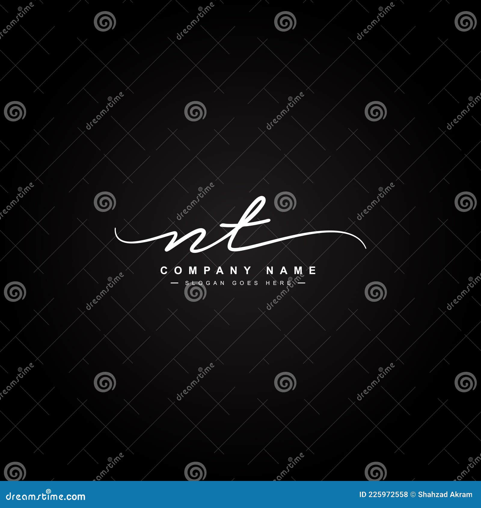 Initial Letter NT Logo - Handwritten Signature Logo for Alphabet N and ...