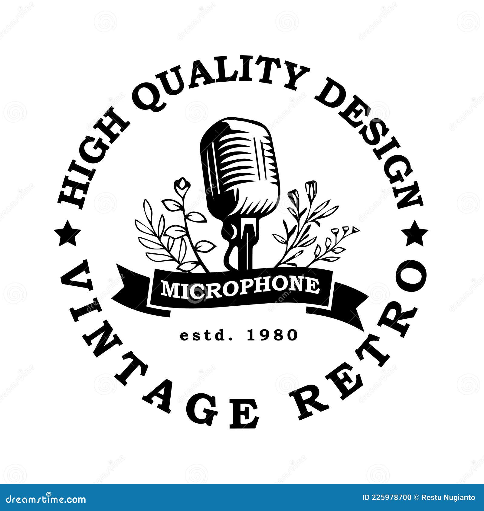 Vintage Retro Microphone Logo Design Emblem Stock Vector - Illustration ...
