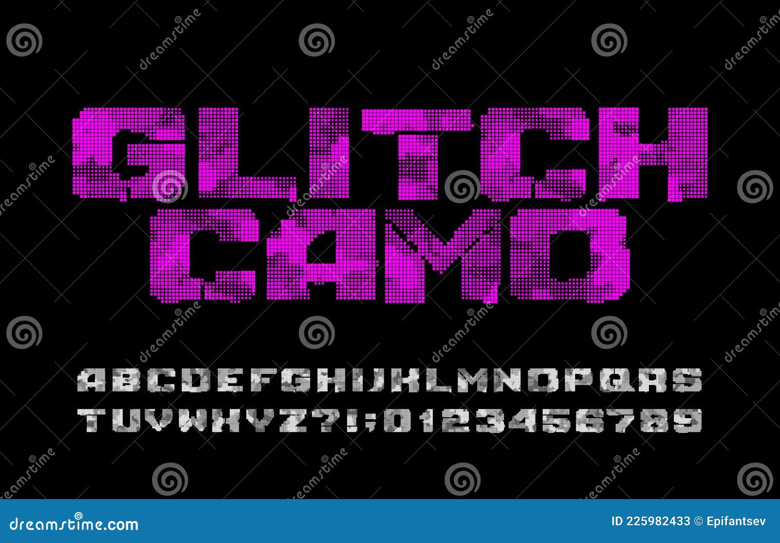 Disguise Alphabet Font. Camouflage Letters And Numbers On A Dark ...