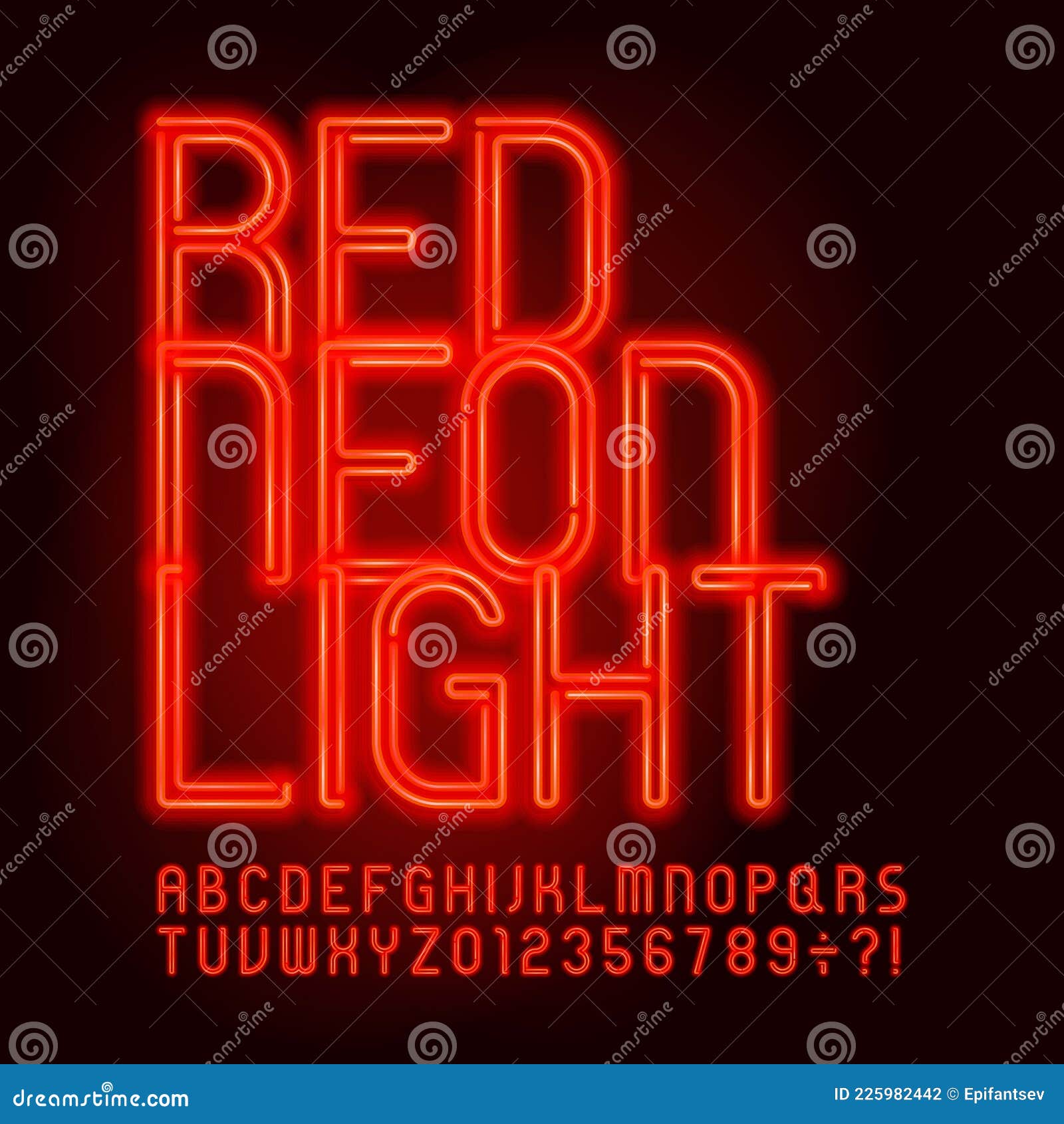 Red Neon Light Alphabet Font. Neon Color Letters and Numbers Stock ...