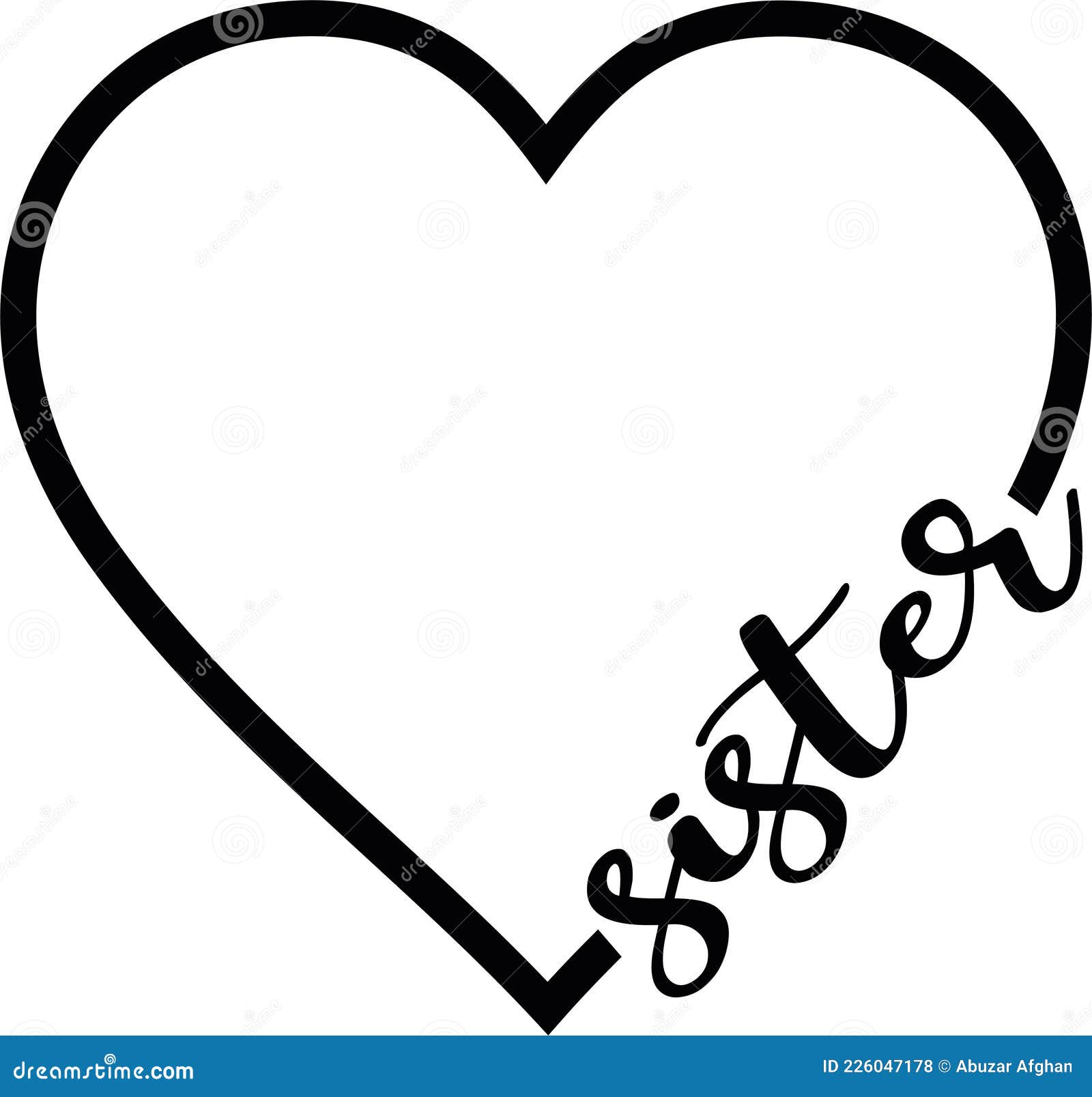 Heart With Sister Text Svg Vector Cutfile For Cricut And Silhouette ...