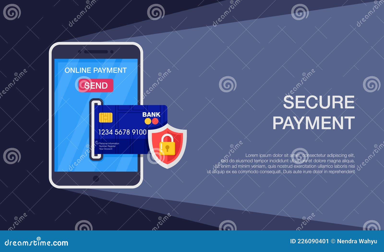 Vector Illustration of Secure Payment with Smartphone App Stock Vector ...