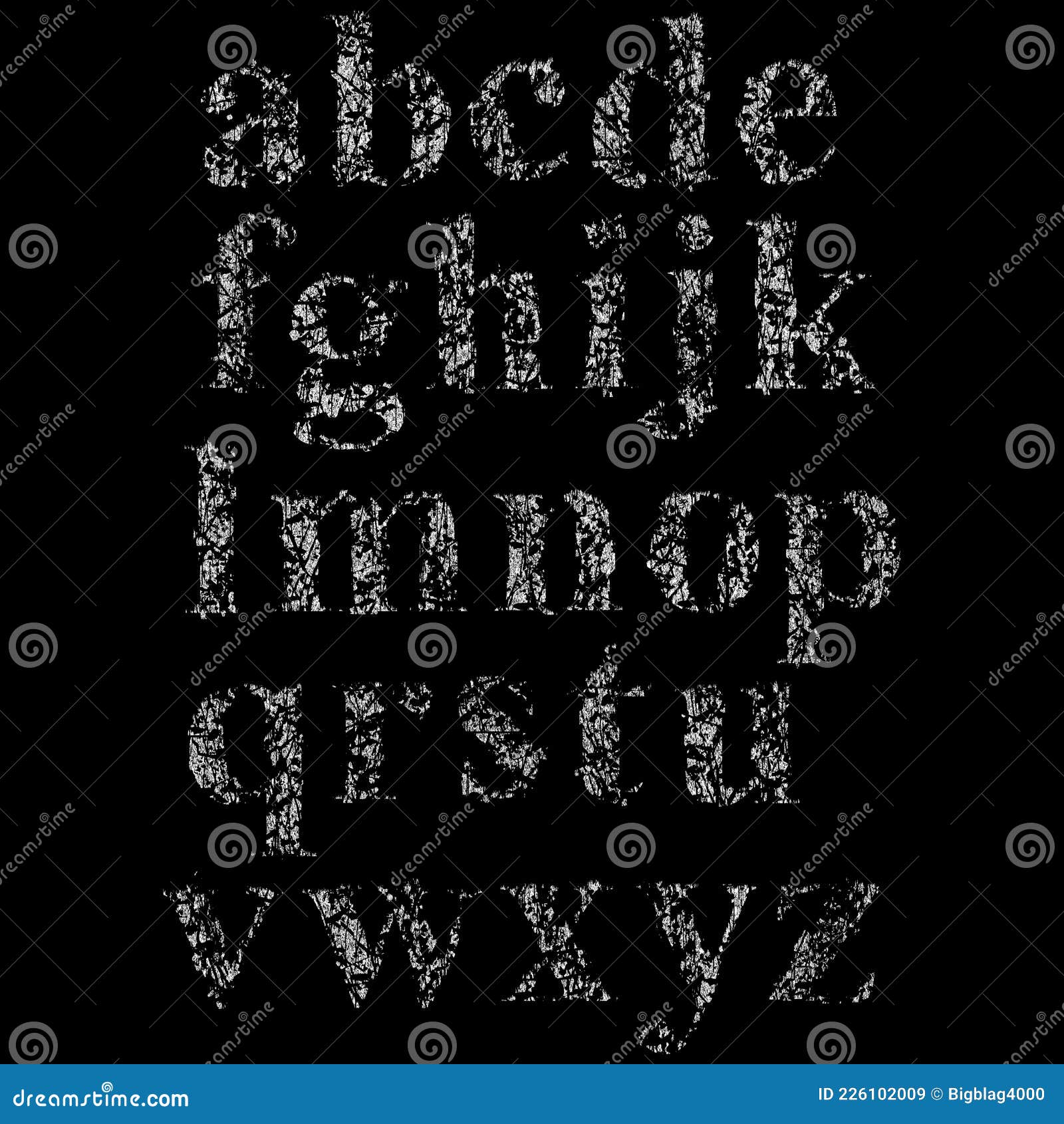 Broken Grunge Pixelated Alphabet.White Uppercase Letters On Black ...