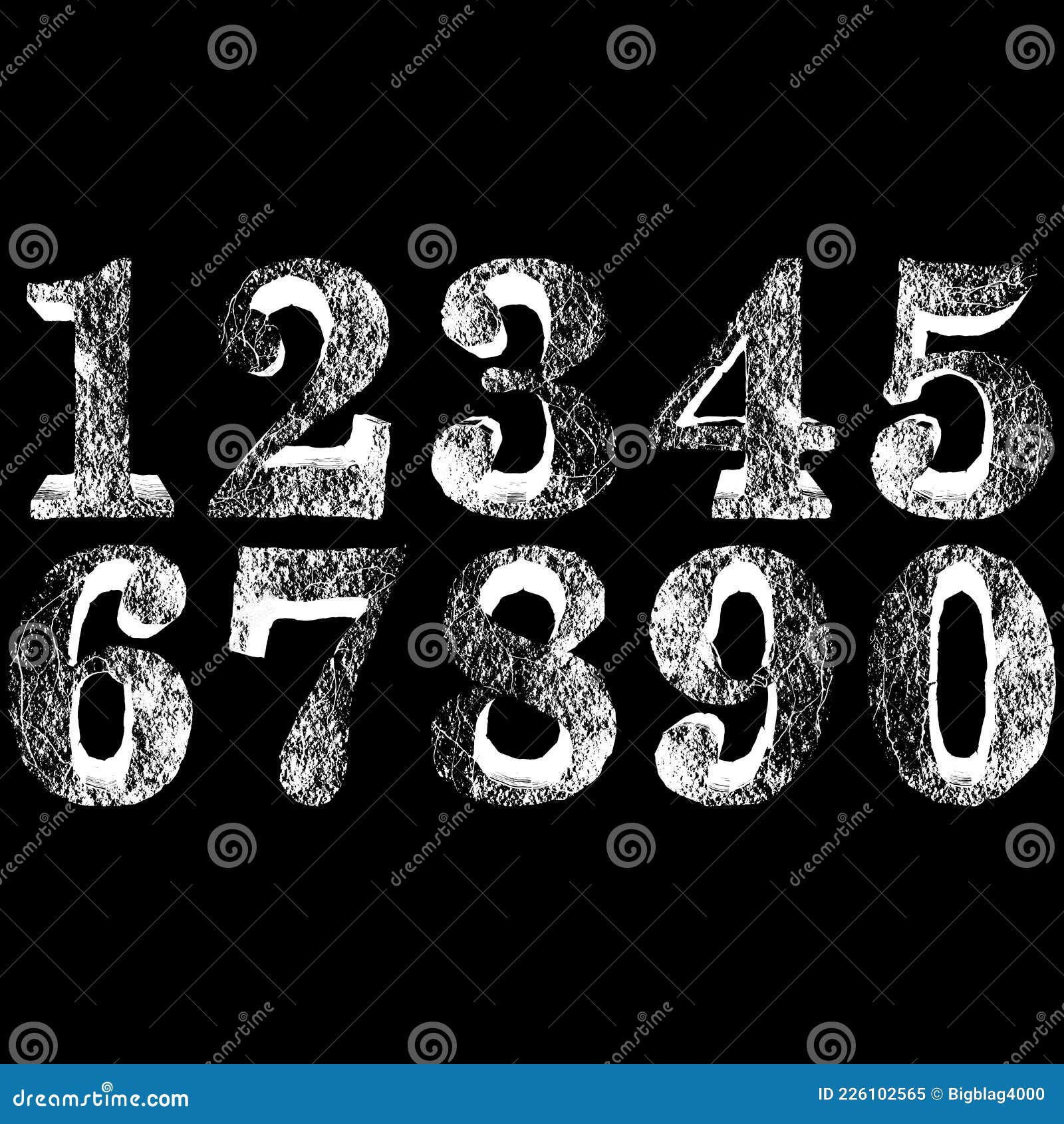 3D Grunge Stone Numbers.Vector Art Font. Stock Vector - Illustration of ...