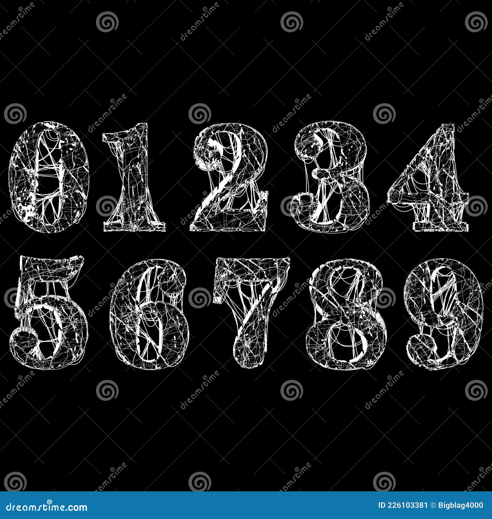 Vector Distressed Numbers Set.Grunge Style Font. Stock Vector ...