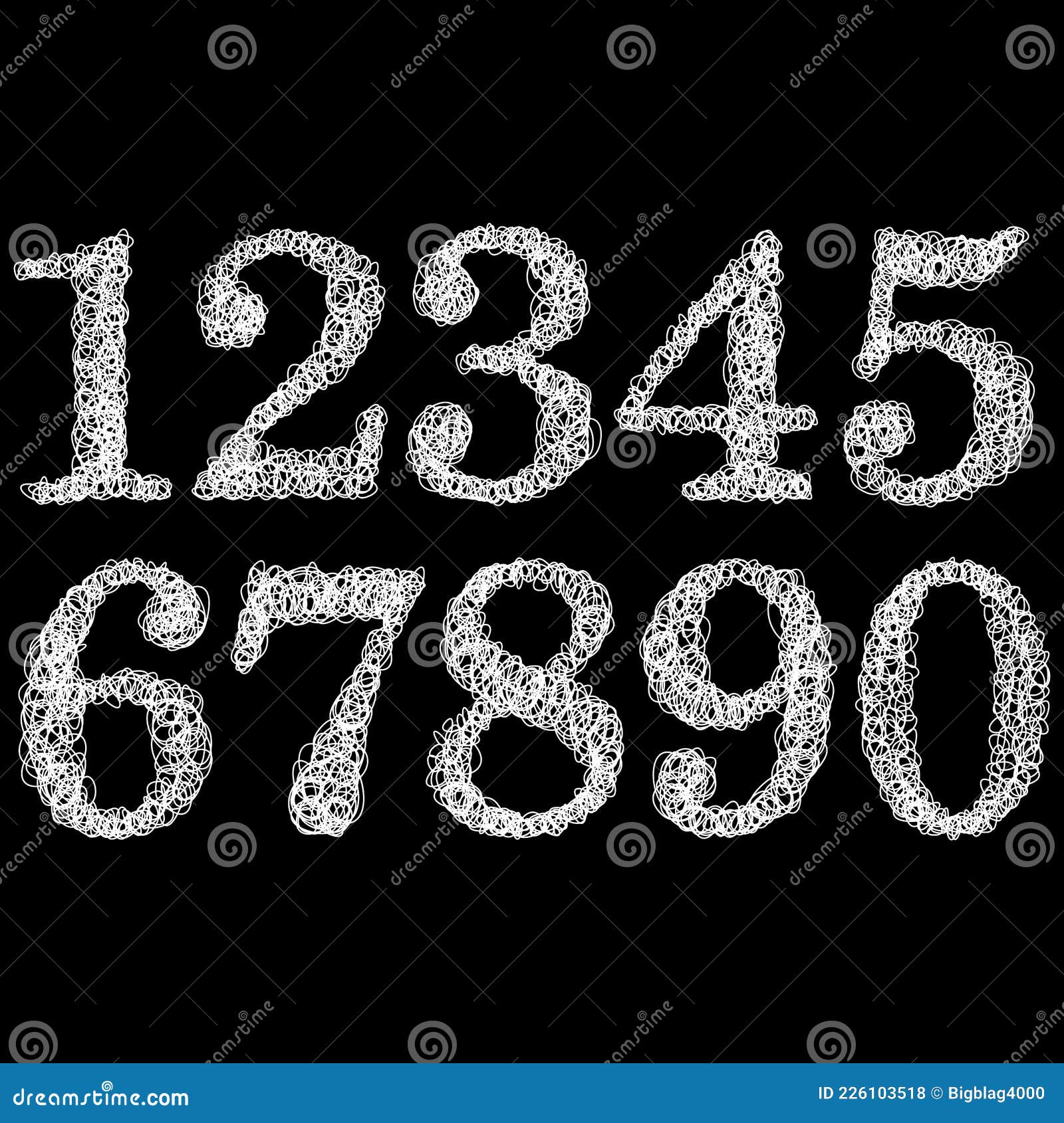 Ballpoint Pen Curls Numbers.Vector Art Font. Stock Vector ...