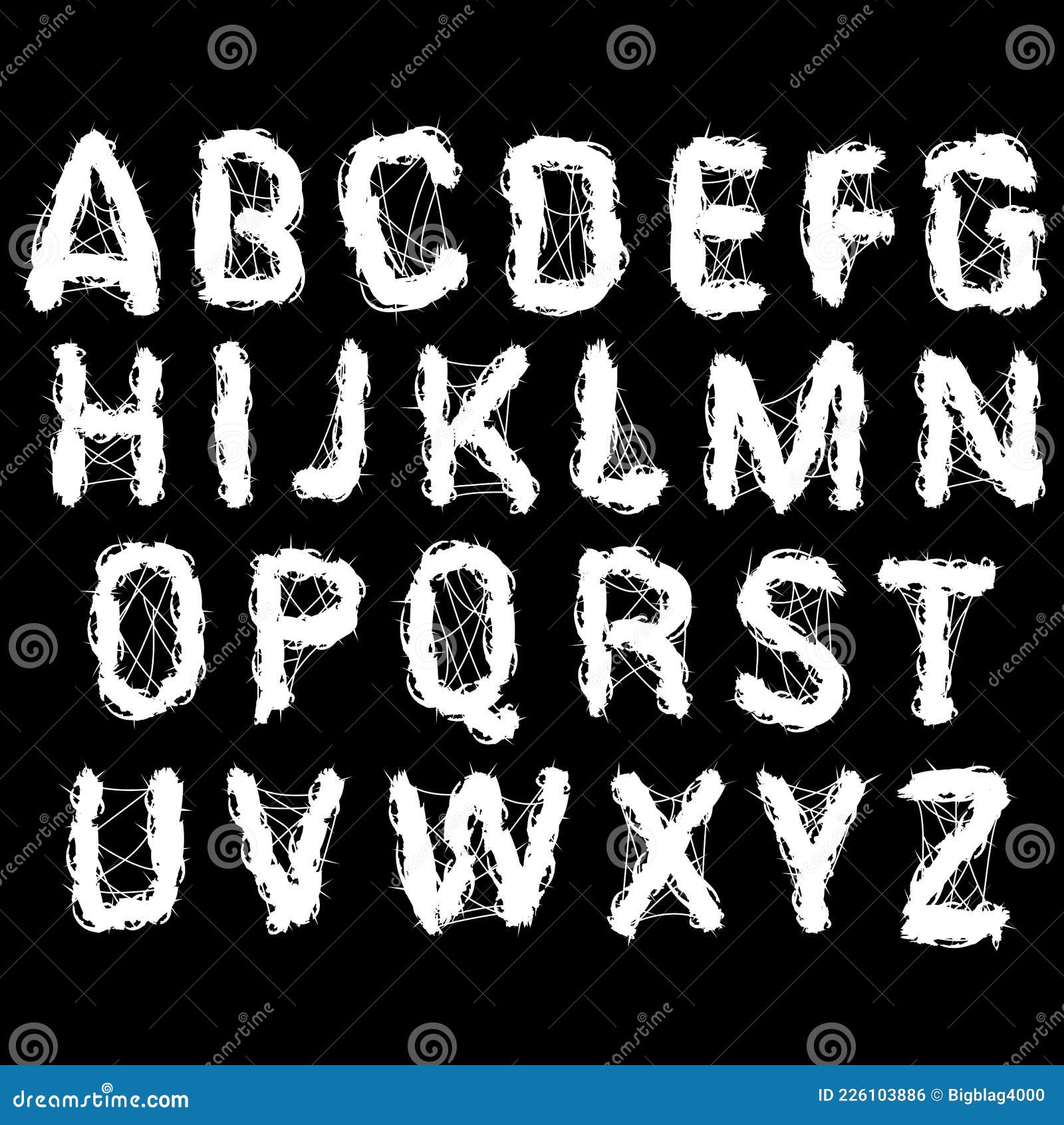 Torned Vector Alphabet.White Typeset on Black Background.Art Font ...