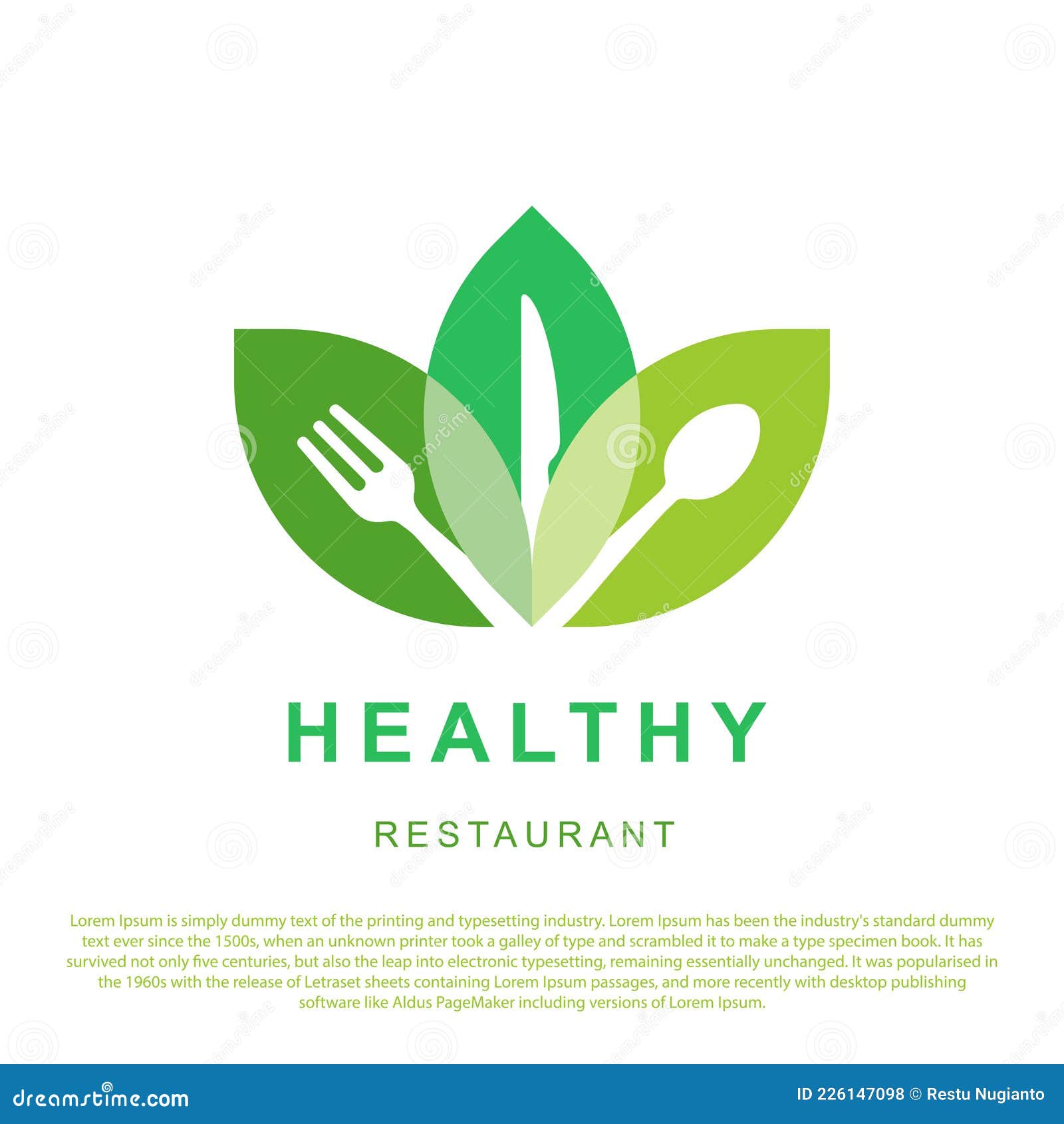 Healthy Restaurant Logo Design. Healthy Food Logo with Three Leaves and ...