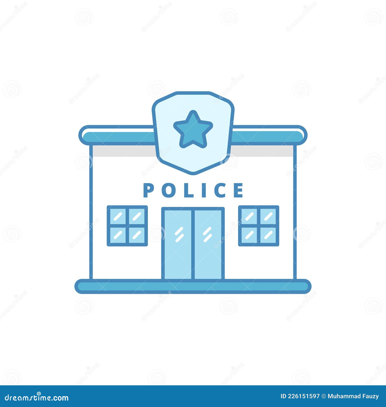 Police Station Icon with Blue Color Stock Vector - Illustration of ...