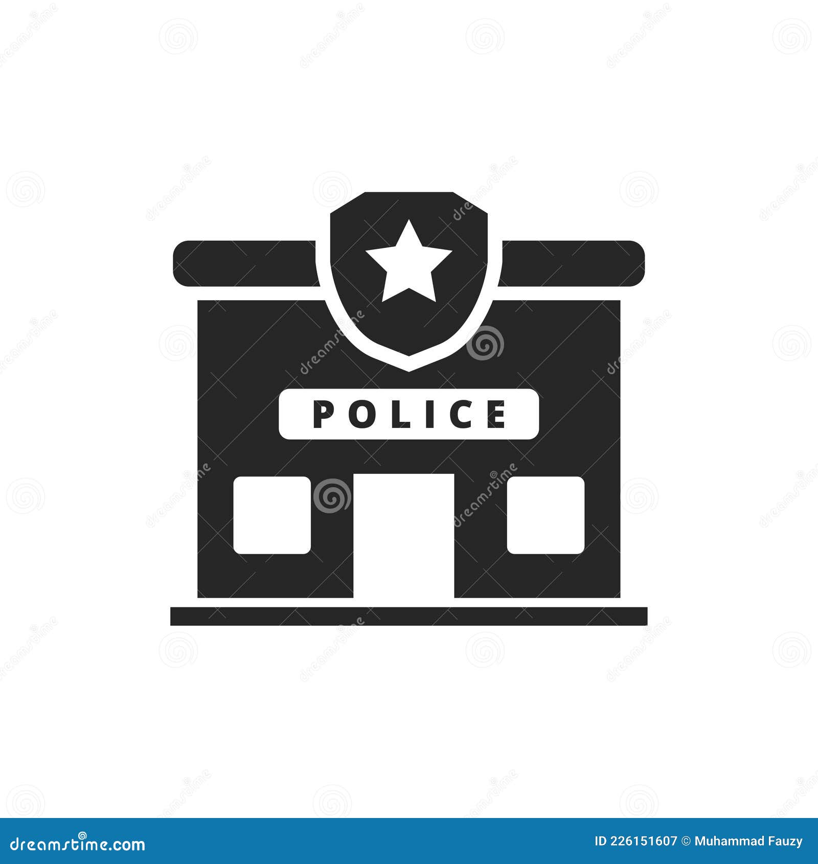 Police Station Icon with Black Design Isolated on White Background ...