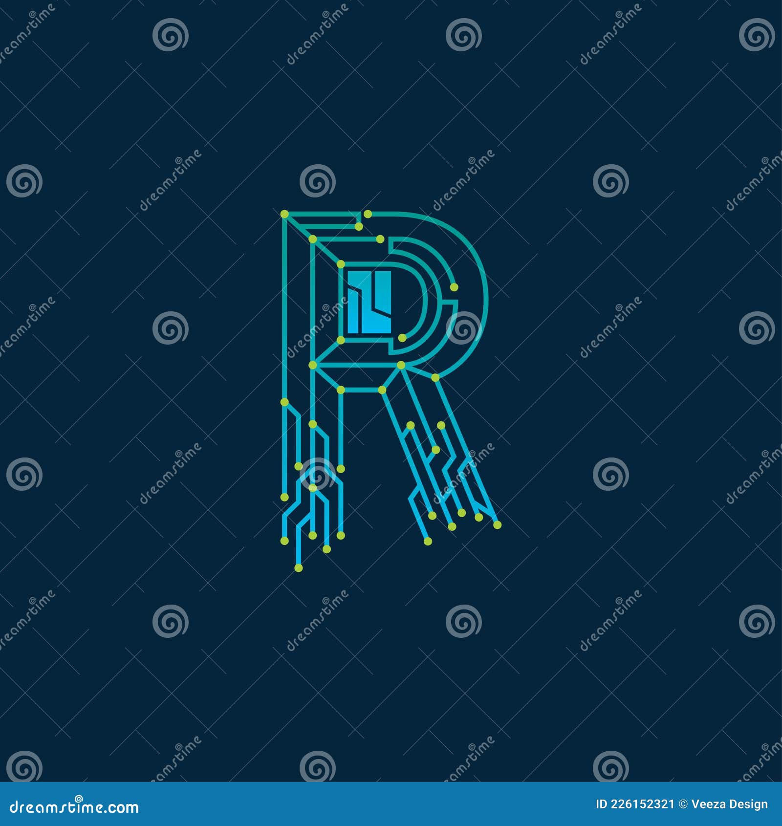 R Letter Technology Network Symbol Logo Design Vector Stock Vector ...