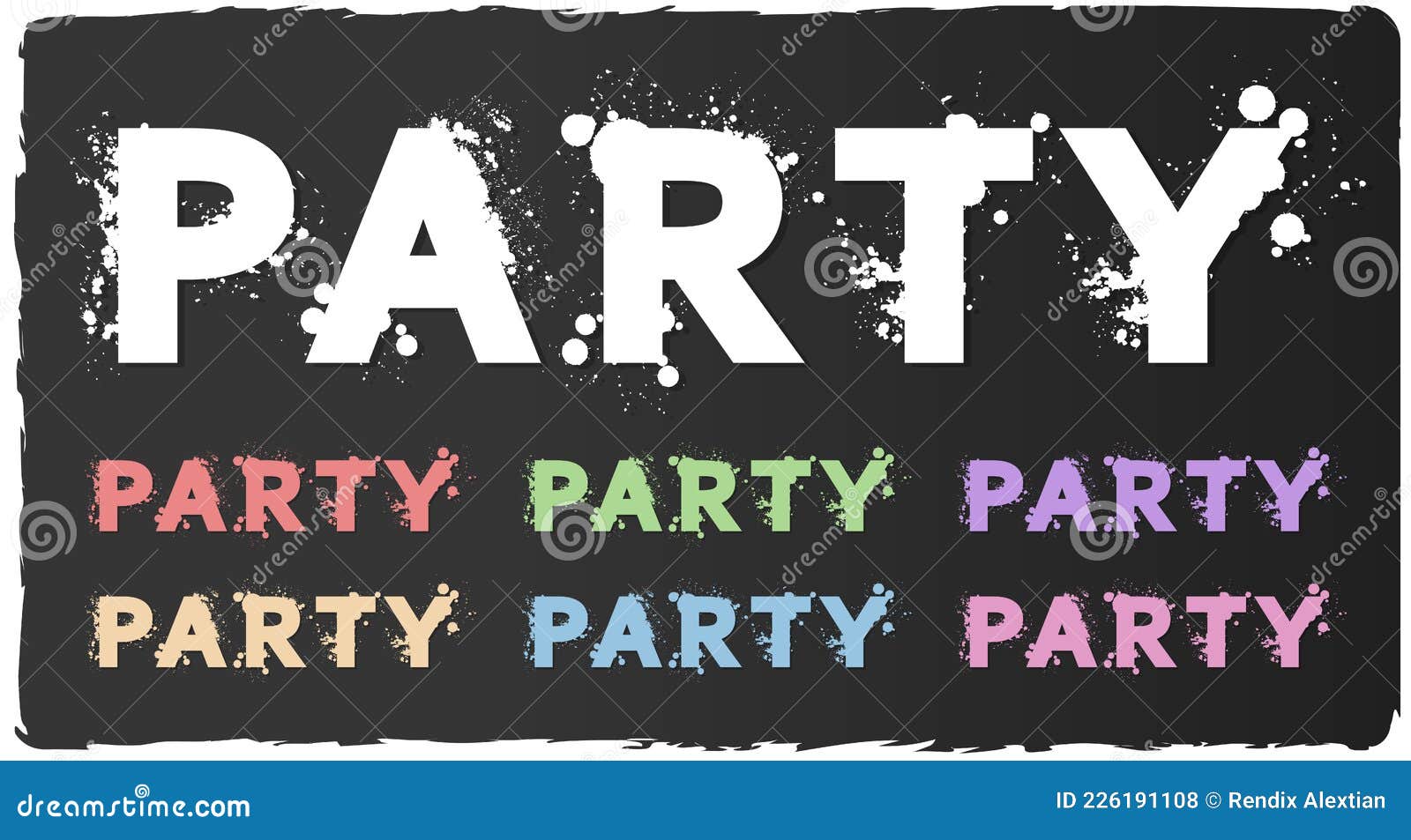 Party Splash Text Sets, with Different Pastel Color. Vector ...