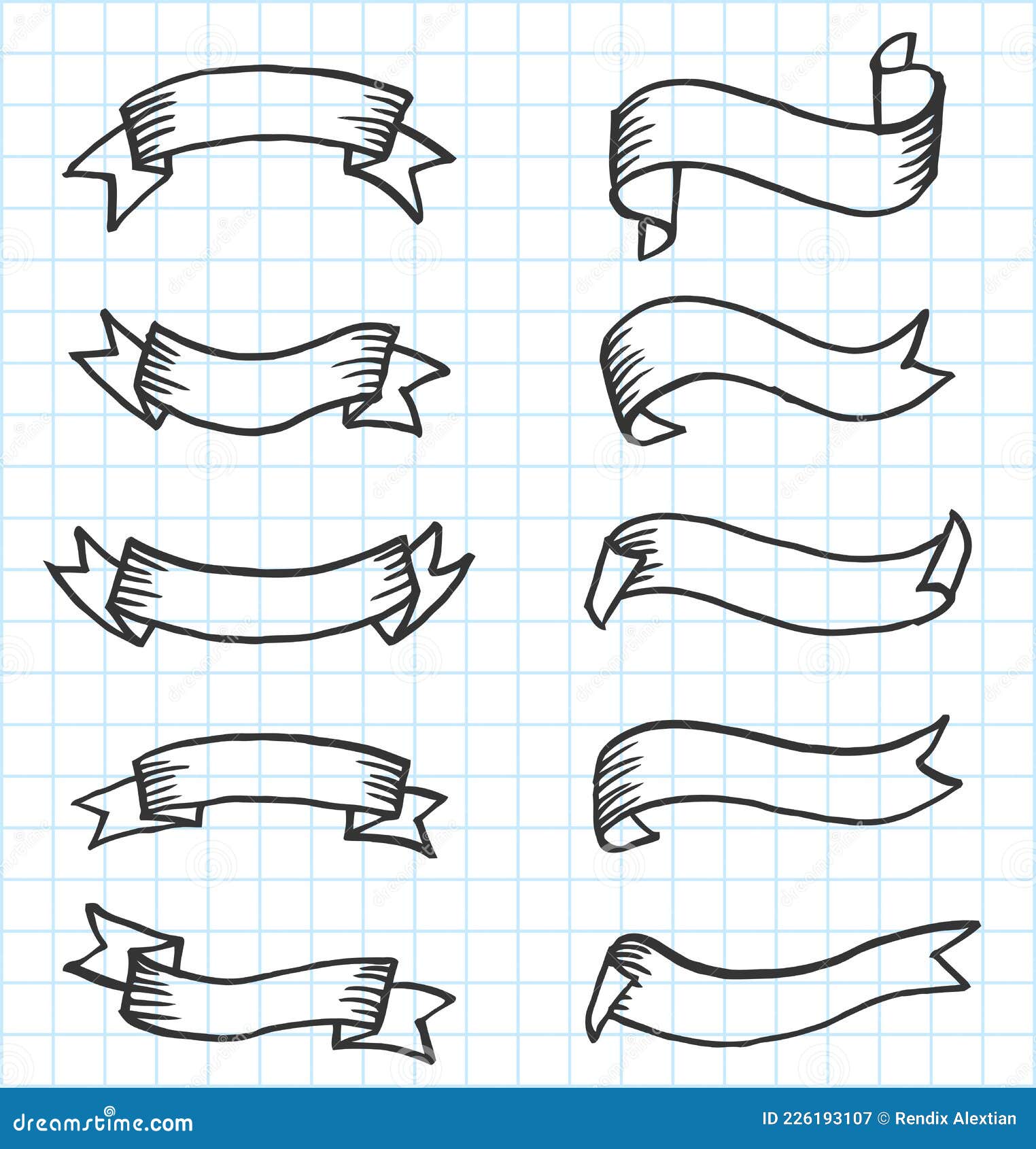 Artistic Collection of Hand Drawn Banners Set. Isolated and Real Pen ...