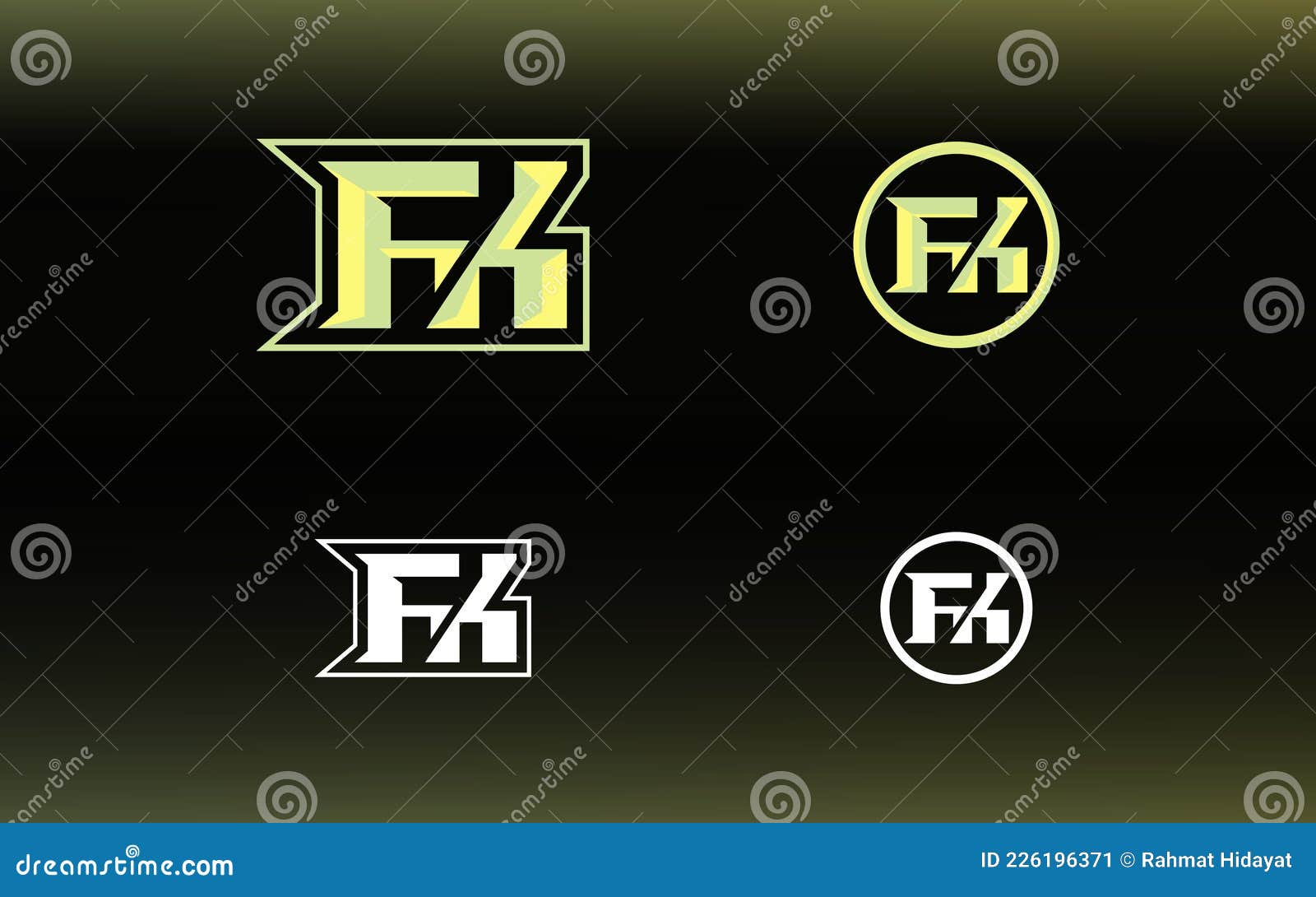 Initials FK Logo with a Bright Color is Suitable for E Sports Teams and ...