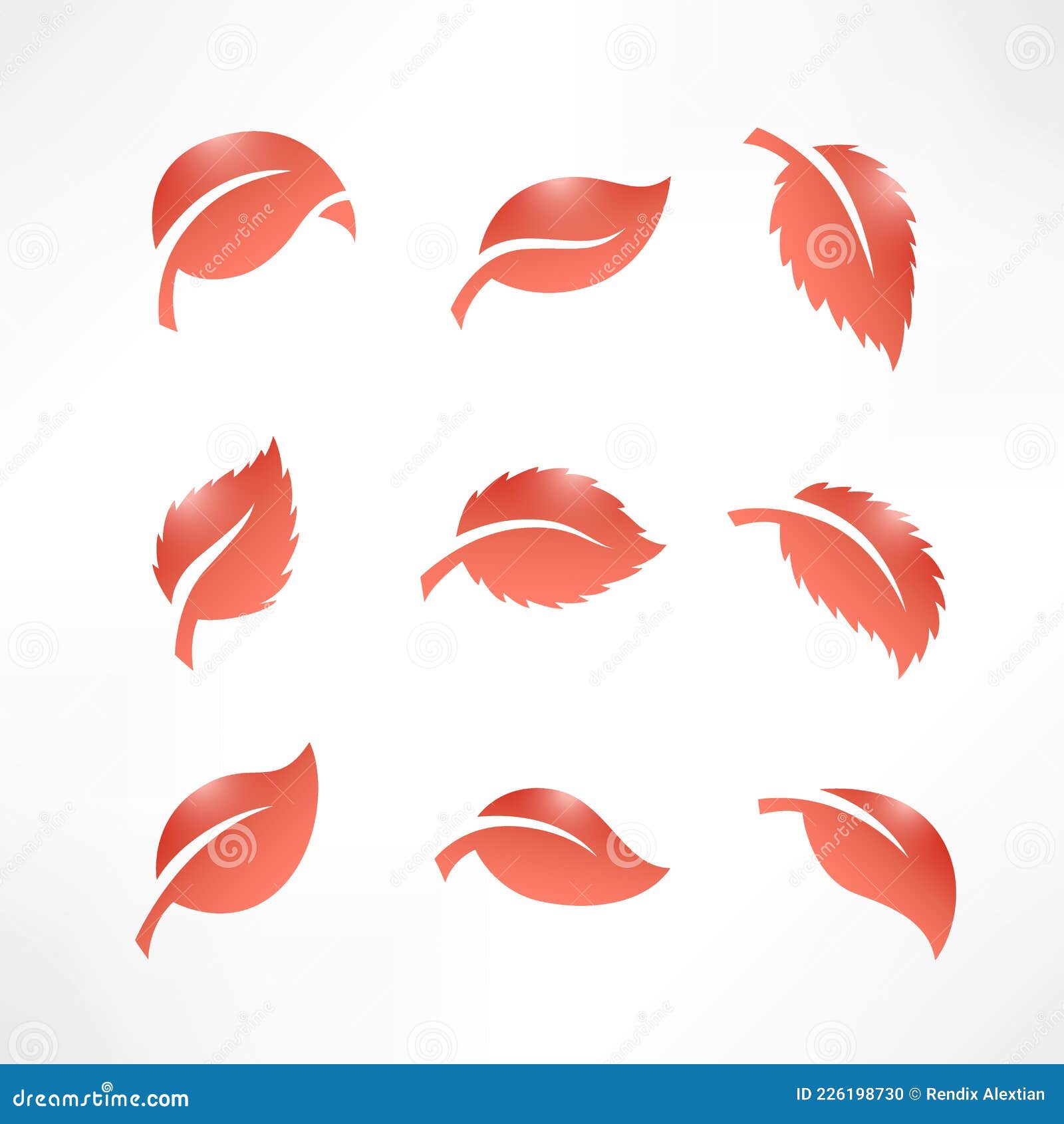 Artistic Collection of Red Leaves Set. Vector Illustration Stock Vector ...