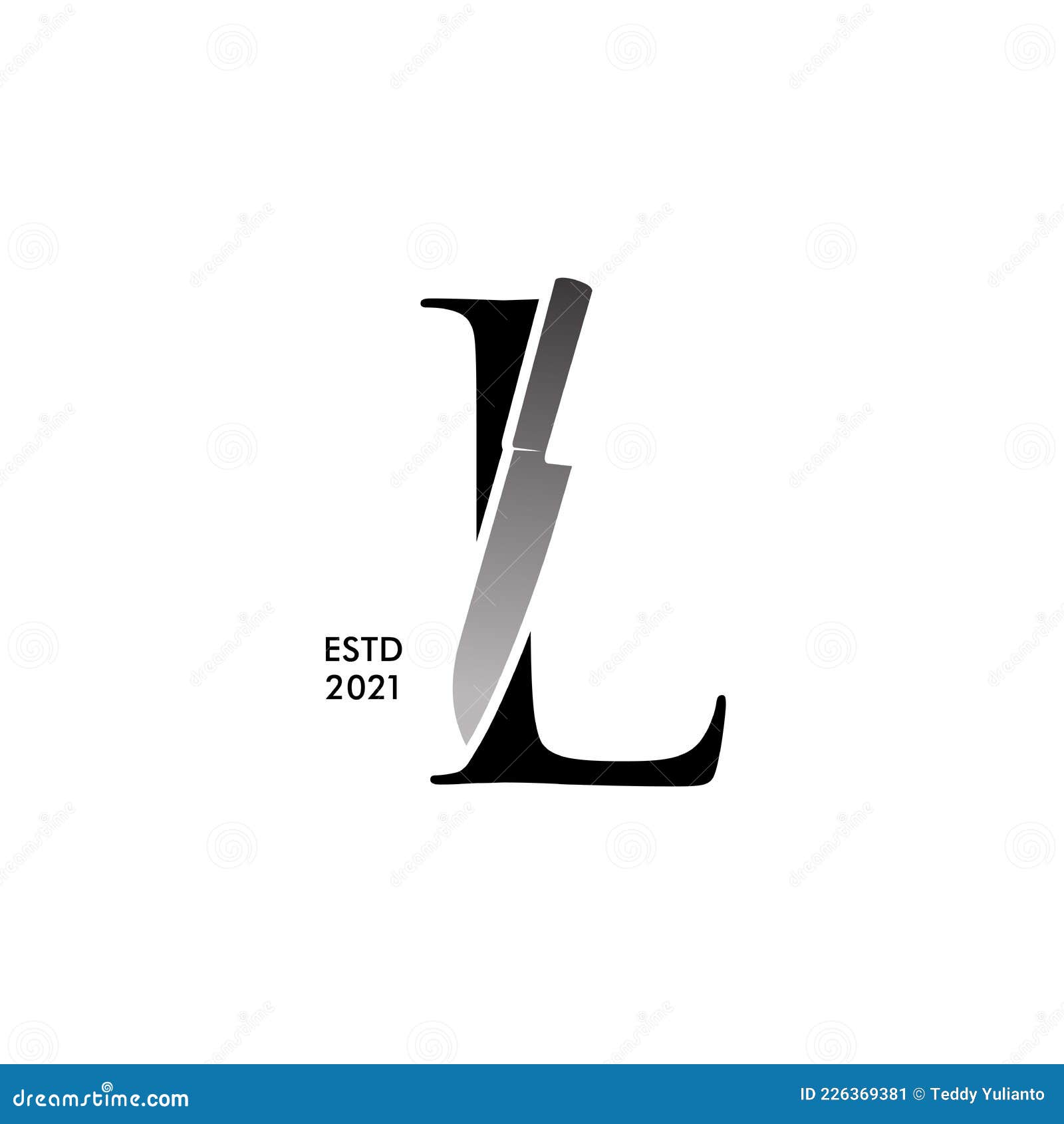Luxury and Elegant Initial L Cooking Knife Stock Vector - Illustration ...