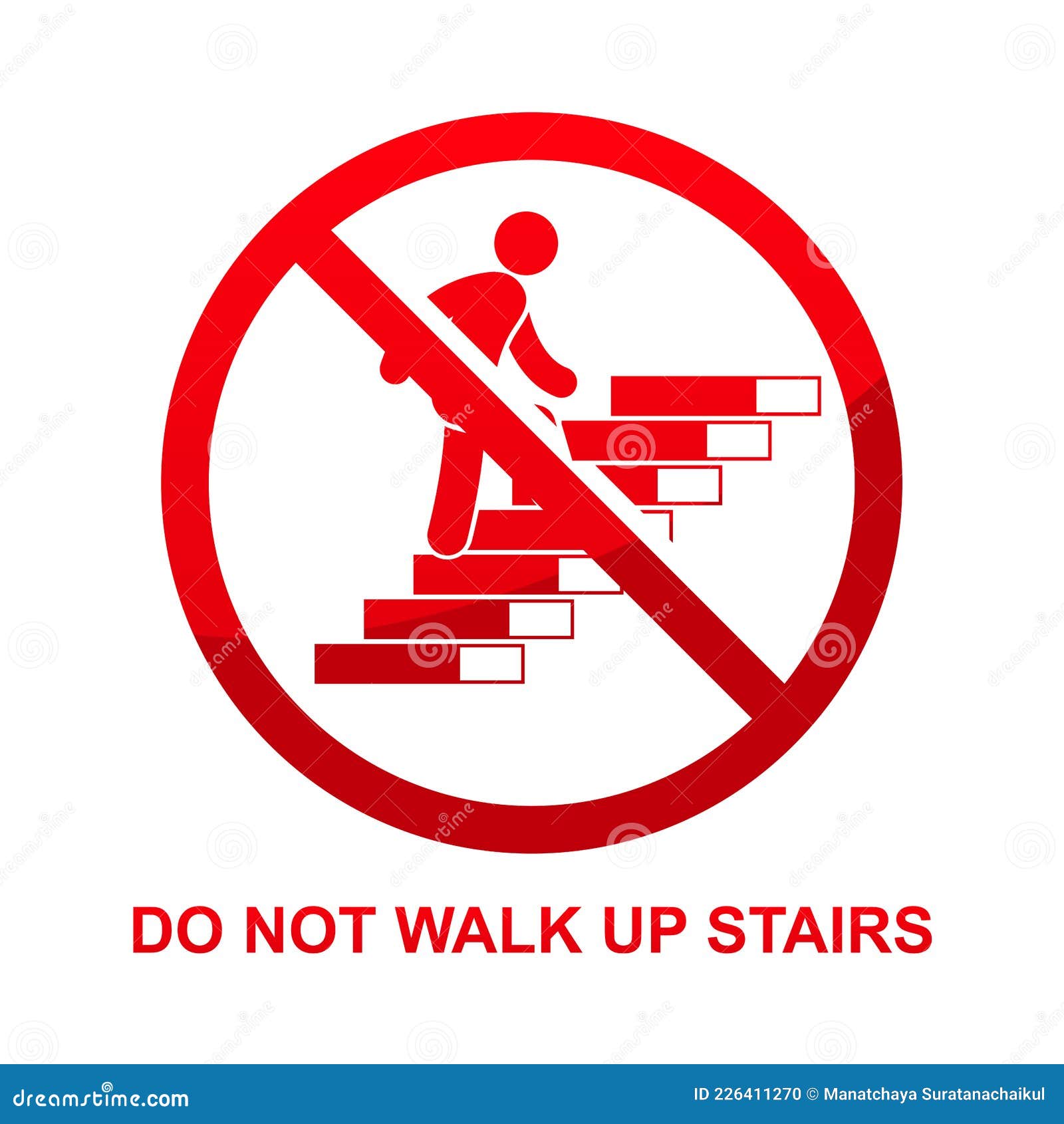 Do Not Walk Up Stairs Sign Isolated on White Background Stock Vector ...