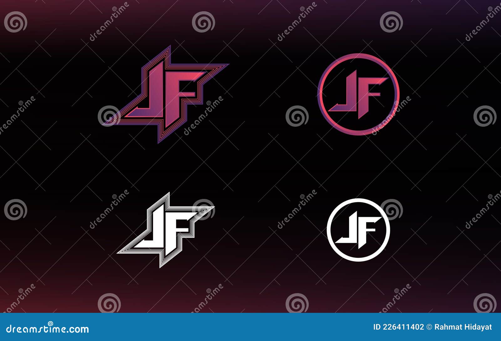 Initials JF Logo with a Bright Color is Suitable for E Sports Teams and ...