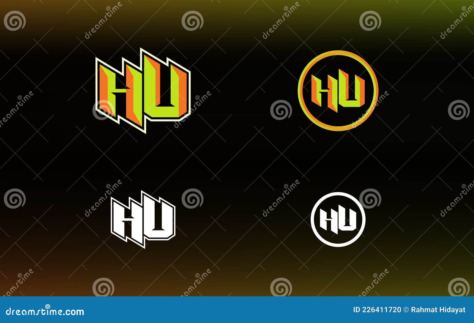 Initials HU Logo with a Bright Color is Suitable for E Sports Teams and ...