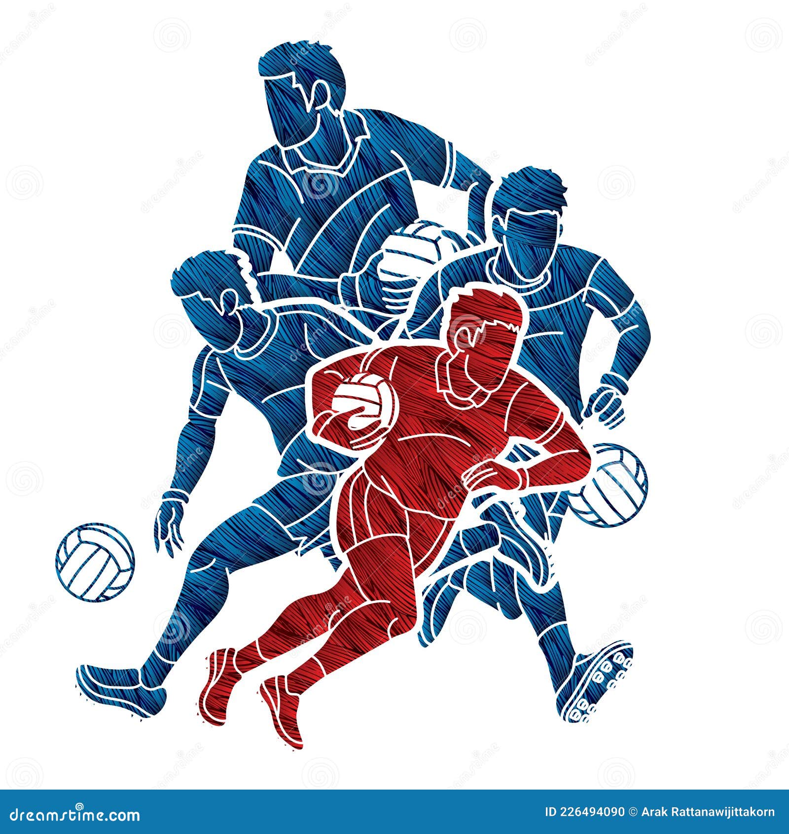 Gaelic Football Sport Male Players Action Cartoon Graphic Vector Stock ...
