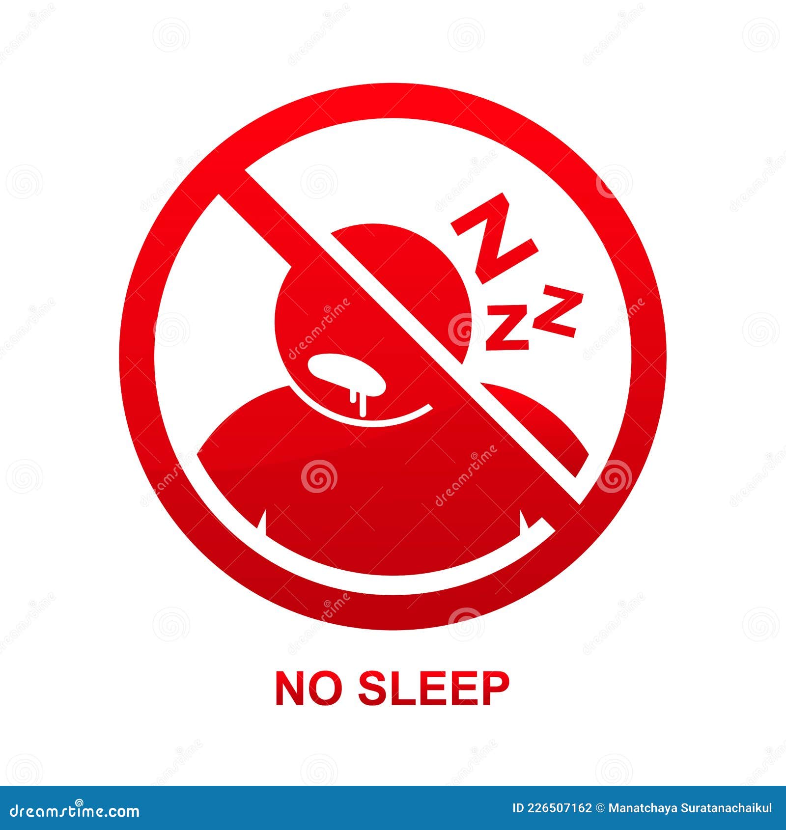 No Sleep Sign Isolated on White Background Stock Vector - Illustration ...
