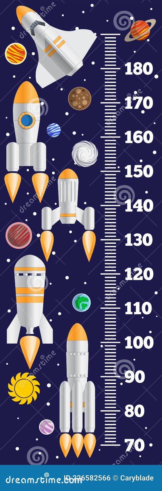 Meter Wall on a Space Theme. Stock Vector - Illustration of satellite ...