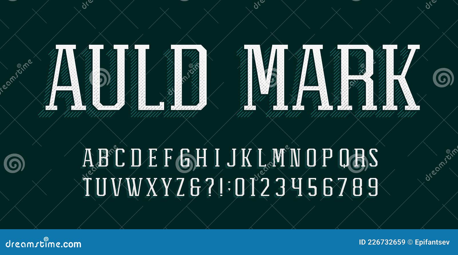 Auld Mark Alphabet Font. Vintage Letters, Numbers and Symbols Stock ...