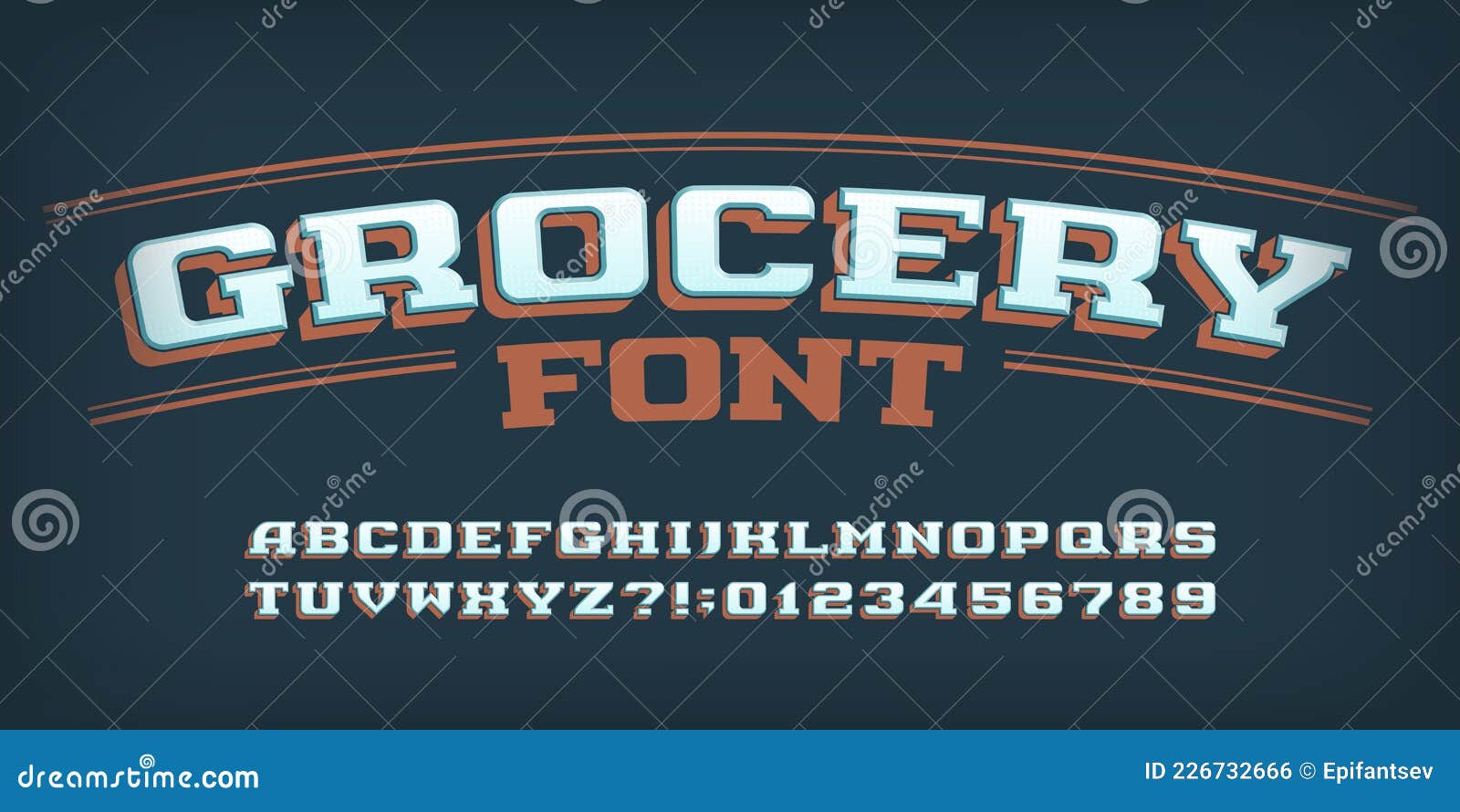 Grocery Alphabet Font. Vintage 3d Letters, Numbers and Symbols for ...