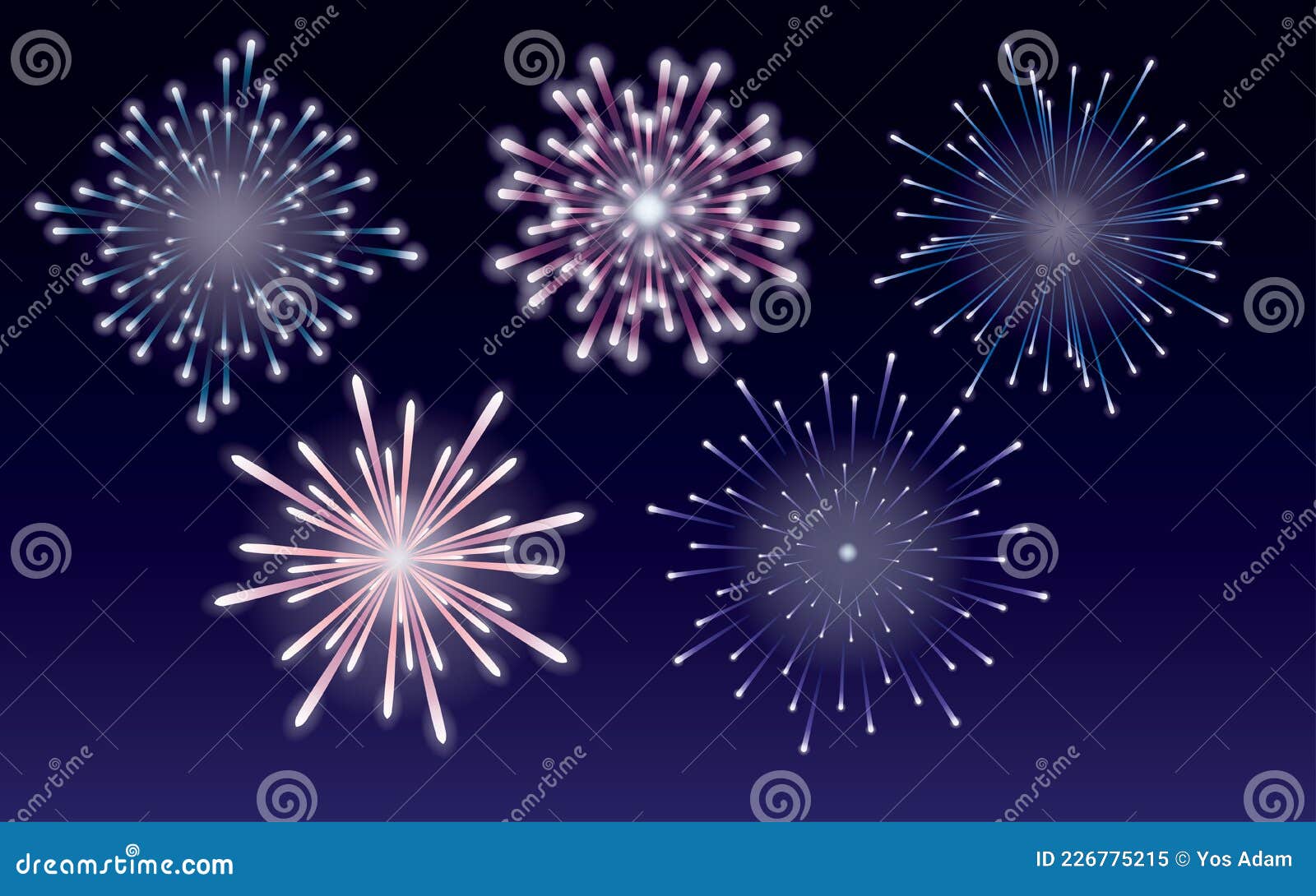 Realistic Firework Bursting in Various Shapes Set. Sparkling Pictograms ...