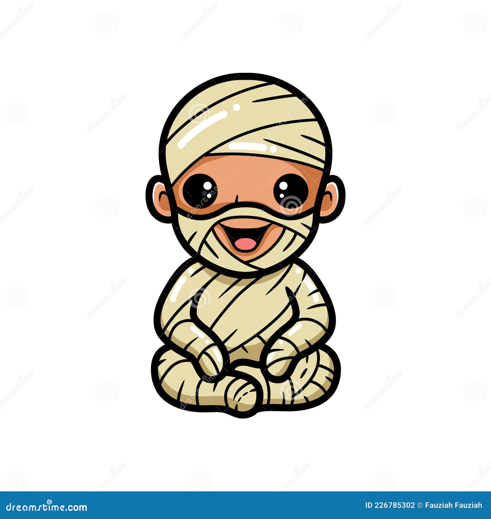 Cute Little Boy Mummy Cartoon Sitting Stock Vector - Illustration of ...