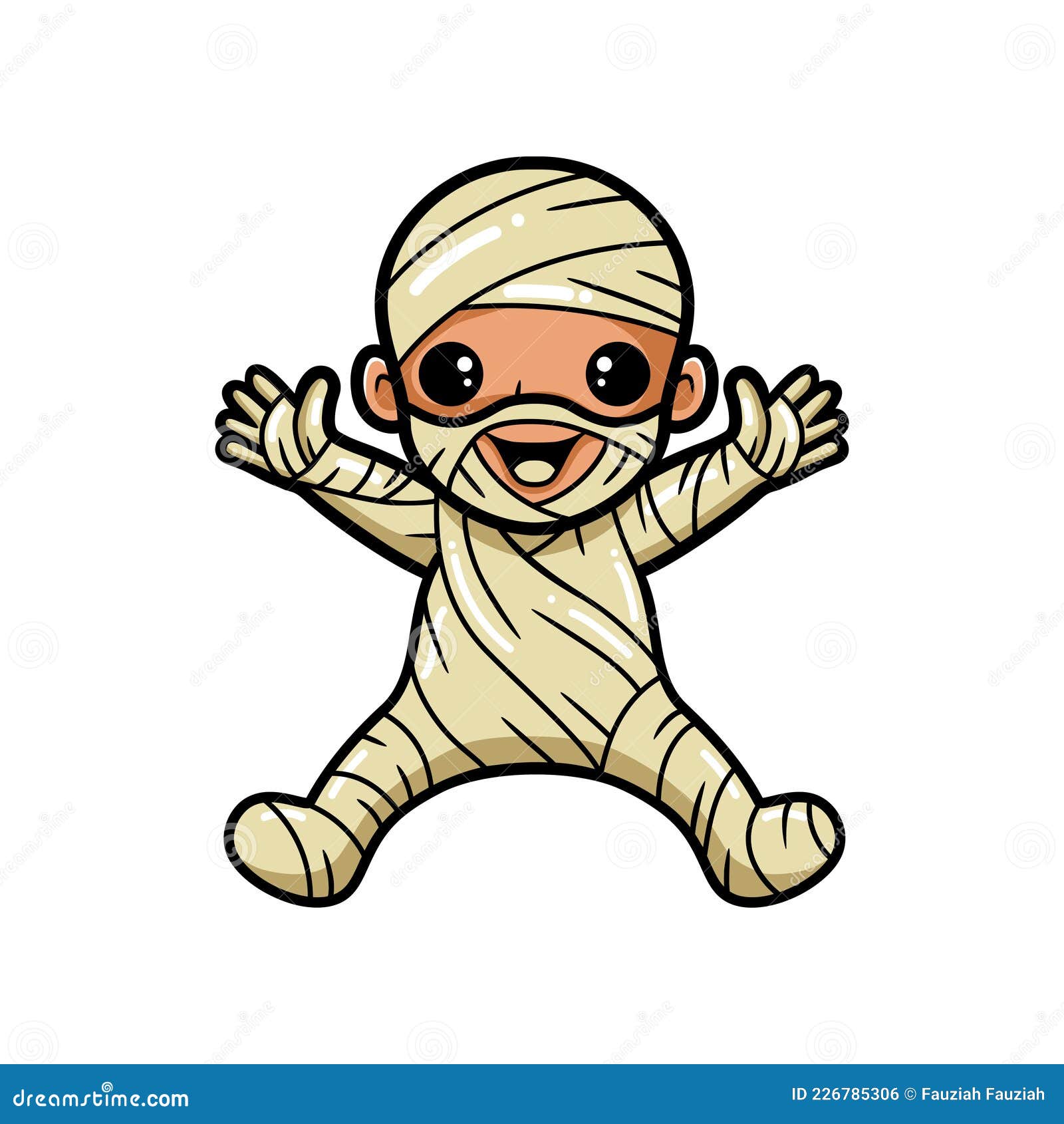 Cute Little Boy Mummy Cartoon Raising Hands Stock Vector - Illustration ...