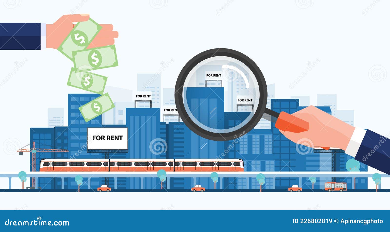 Business Real Estate Investment Asset Research Concept with Hand Hold ...