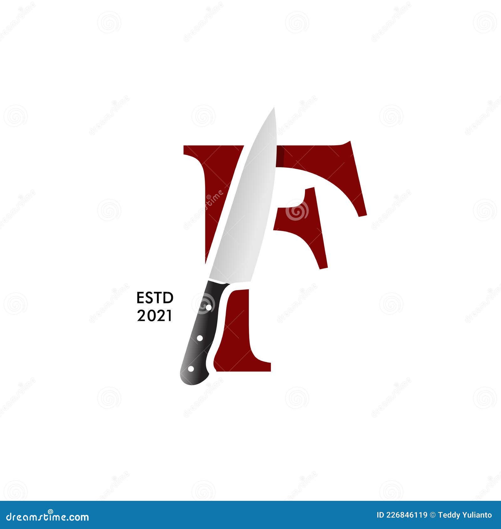 Modern Initial F Kitchen Knife Stock Vector - Illustration of knife ...