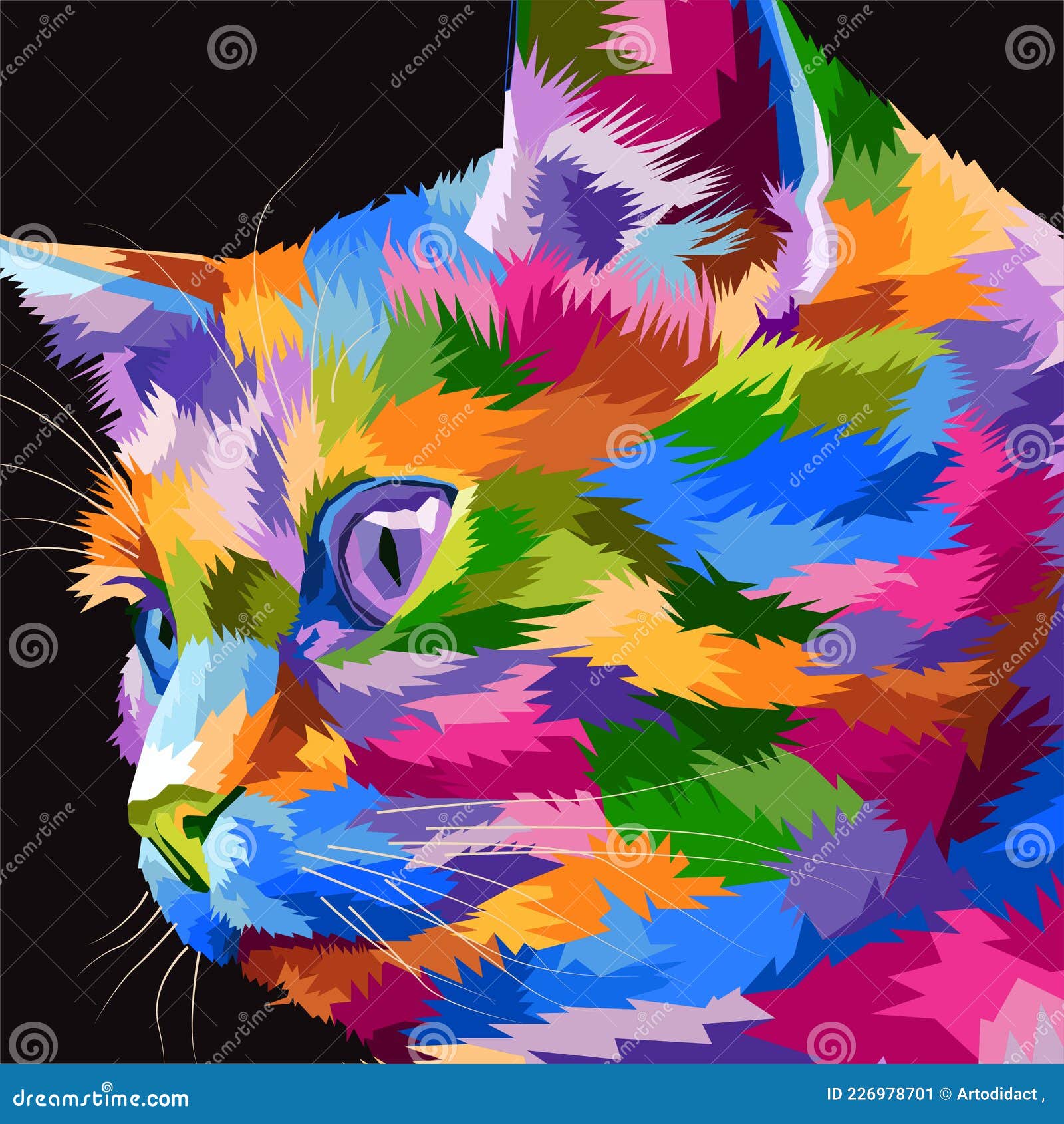 Colorful Cat Pop Art Portrait Isolated Decoration Poster Design Stock ...