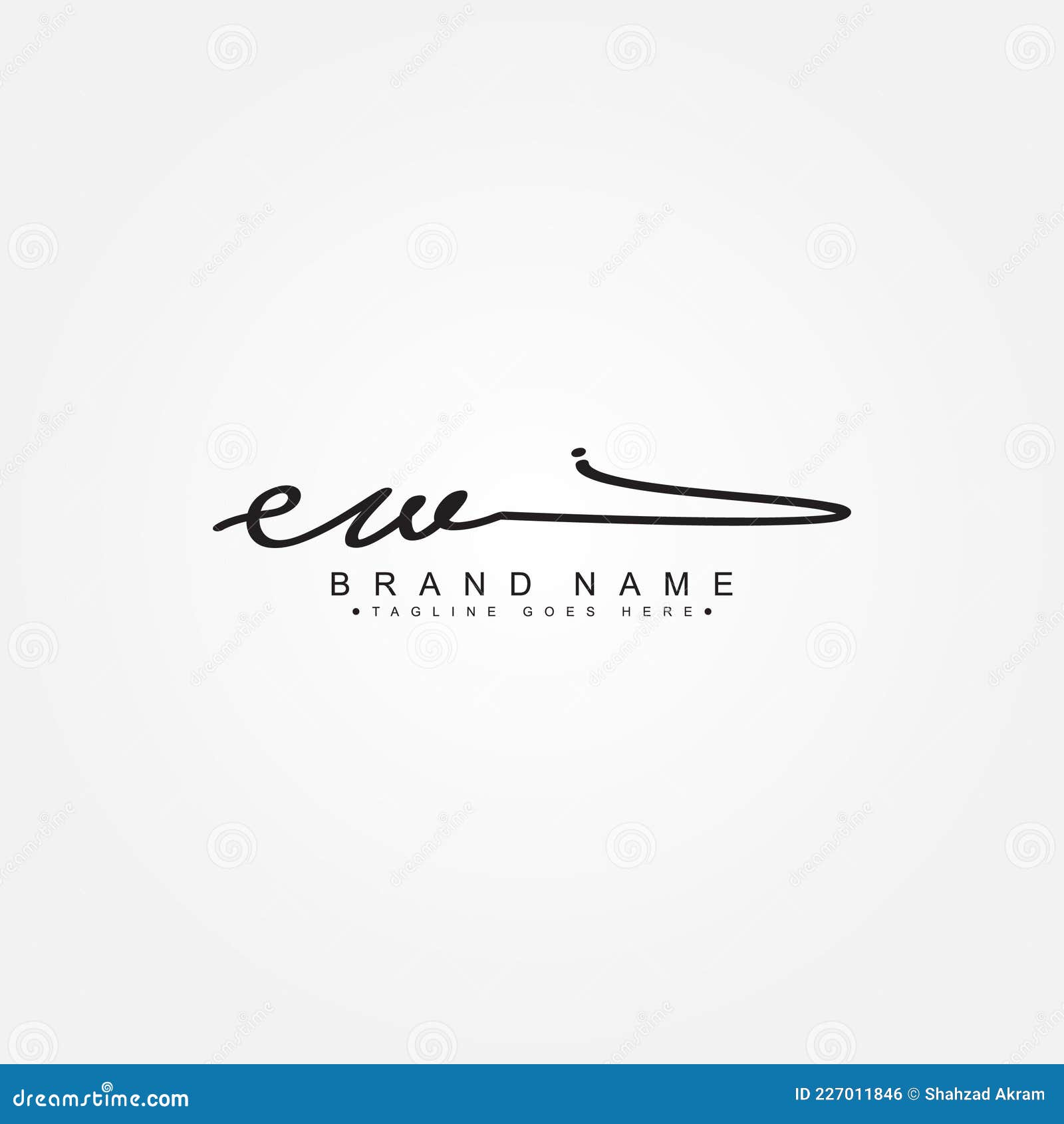 Initial Letter EW Logo - Handwritten Signature Logo for Alphabet E and ...