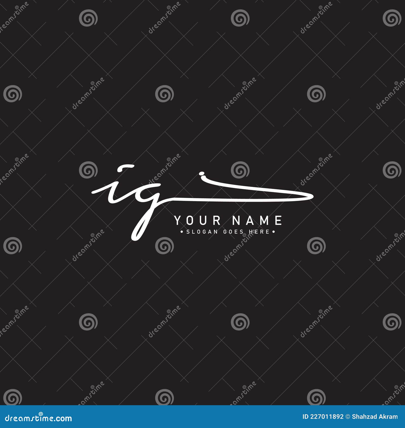 Initial Letter IG Logo - Handwritten Signature Logo for Alphabet I and ...