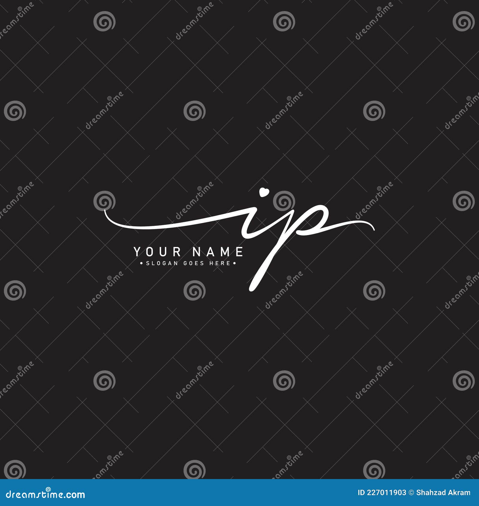 Initial Letter IP Logo - Handwritten Signature Logo for Alphabet I and ...